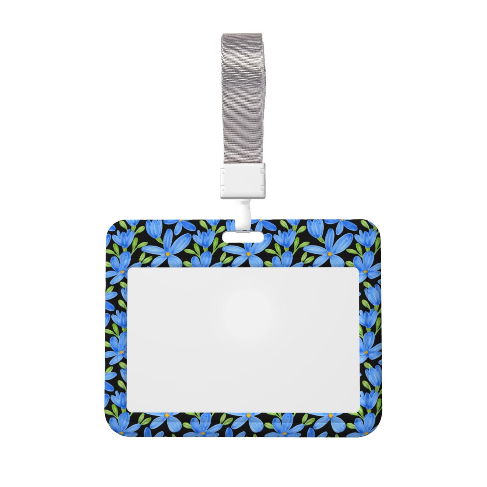 Zufioo Blue Flowers Print Work Badge Protective Case, Waterproof ...