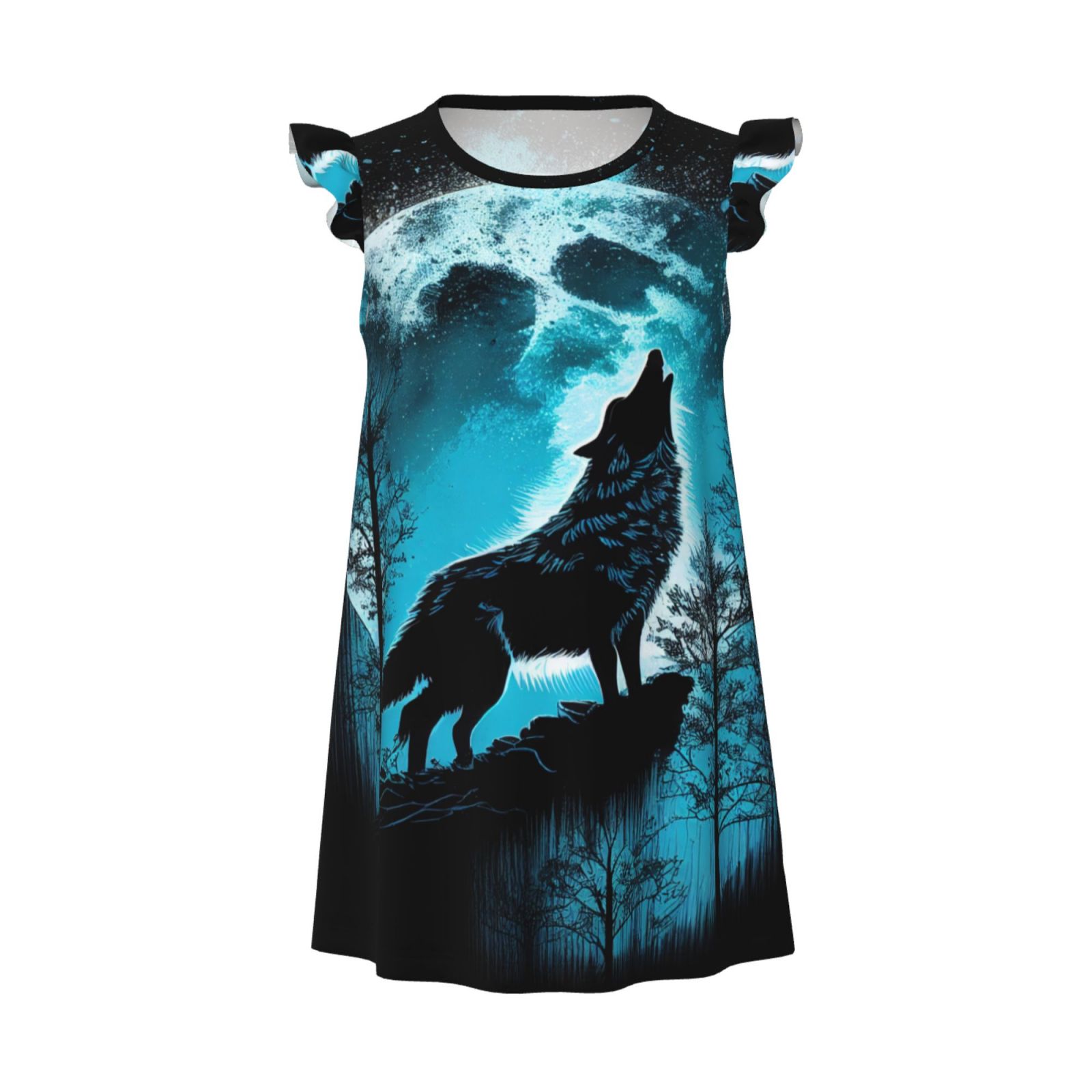 Zufioo Blue Full Moon Wolf Girls Nightgowns Toddler Girl Pajamas Soft ...