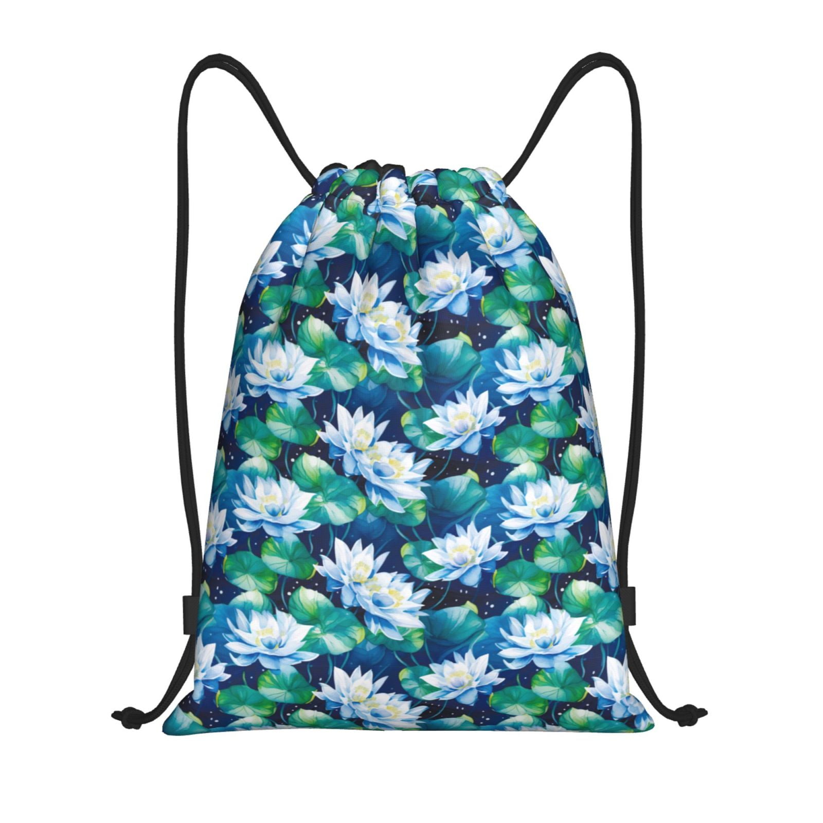 Zufioo Blue Lotus Flower Sports Cinch Sack Gym String Bags Machine ...