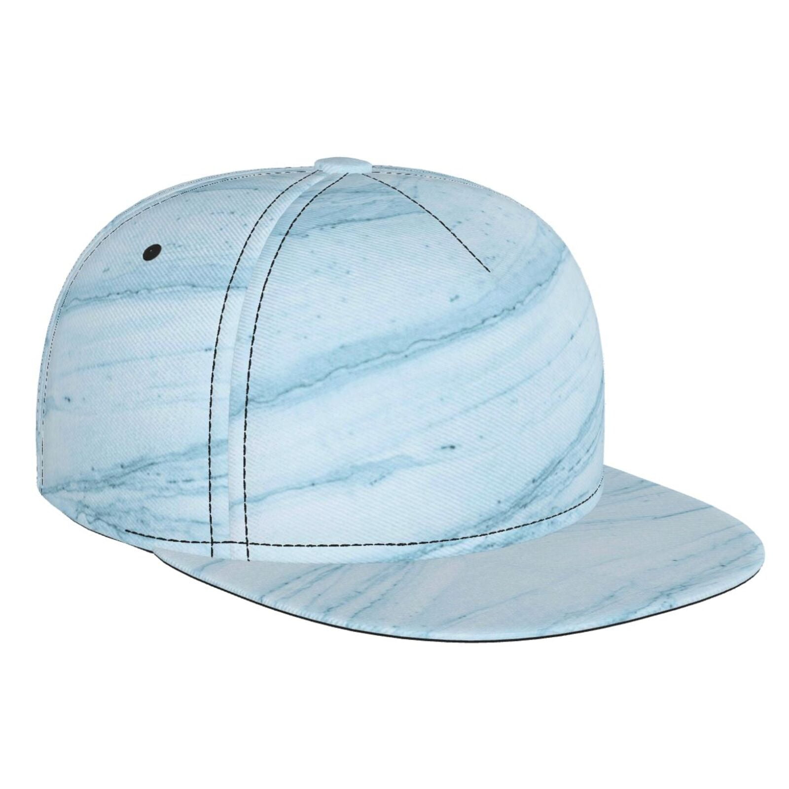 Zufioo Blue Marble Print Flat Brim Baseball Cap, Sun Protection, Sweat ...