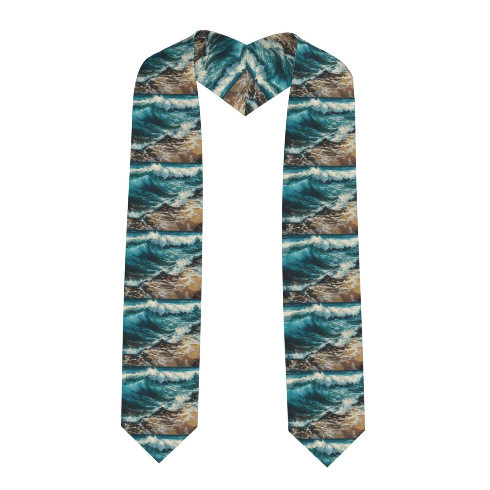 Zufioo Blue Ocean Waves Print Graduation Shawl Ribbon, Graduation ...