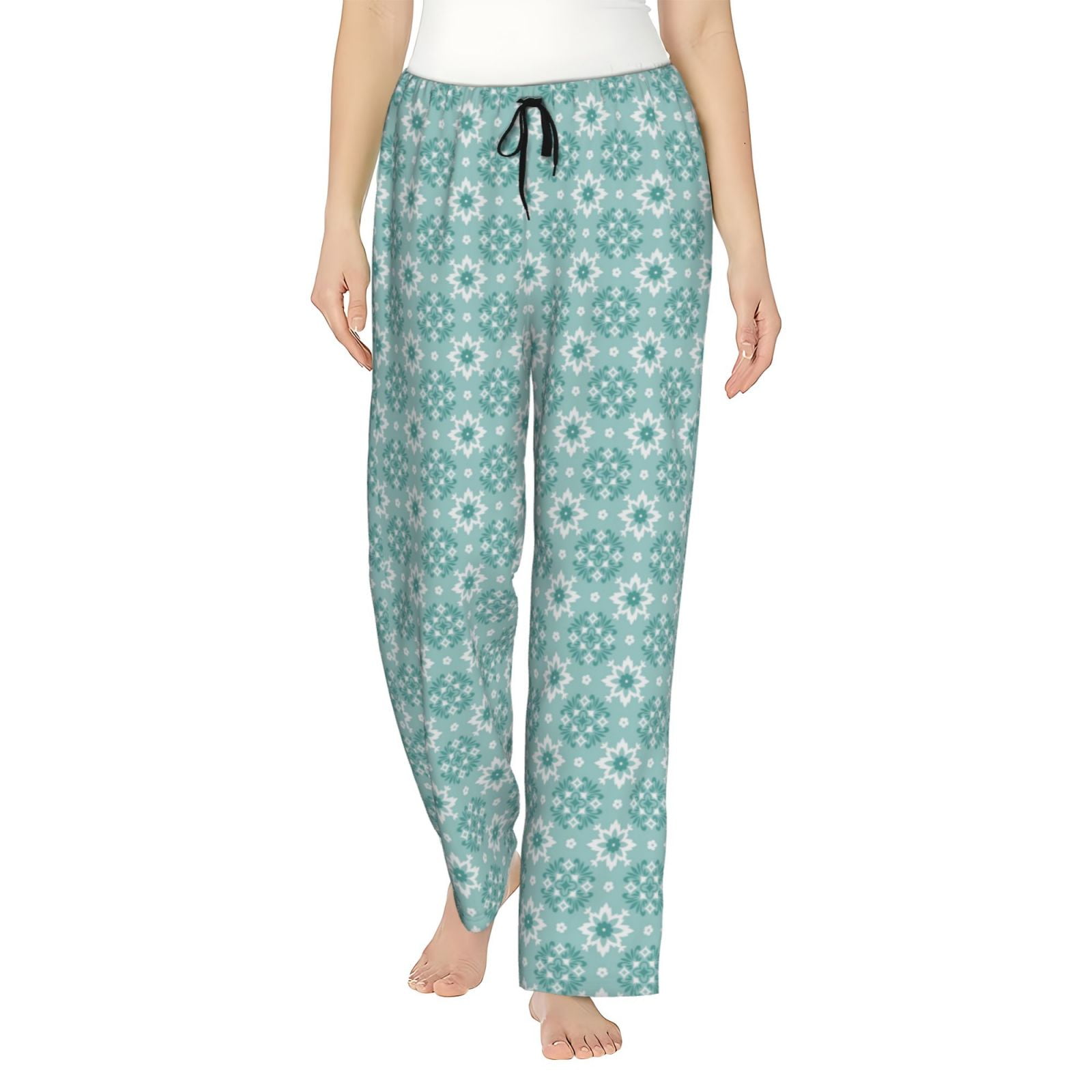 Zufioo Blue Print Women Pajama Pants Drawstring Pajama Pants Wide Leg ...