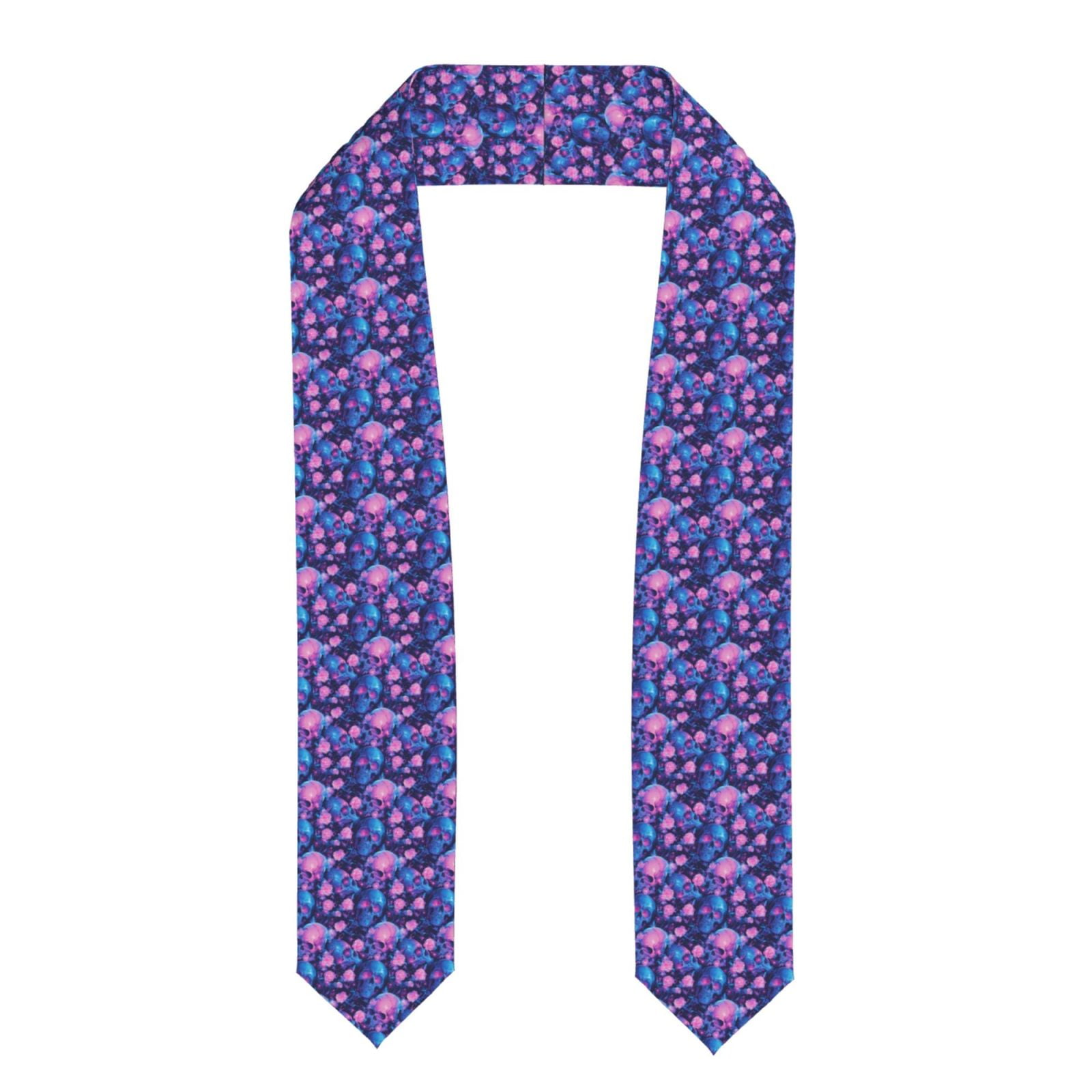 Zufioo Blue Skull Rose Print Graduation Shawl Ribbon, Graduation Ribbon ...