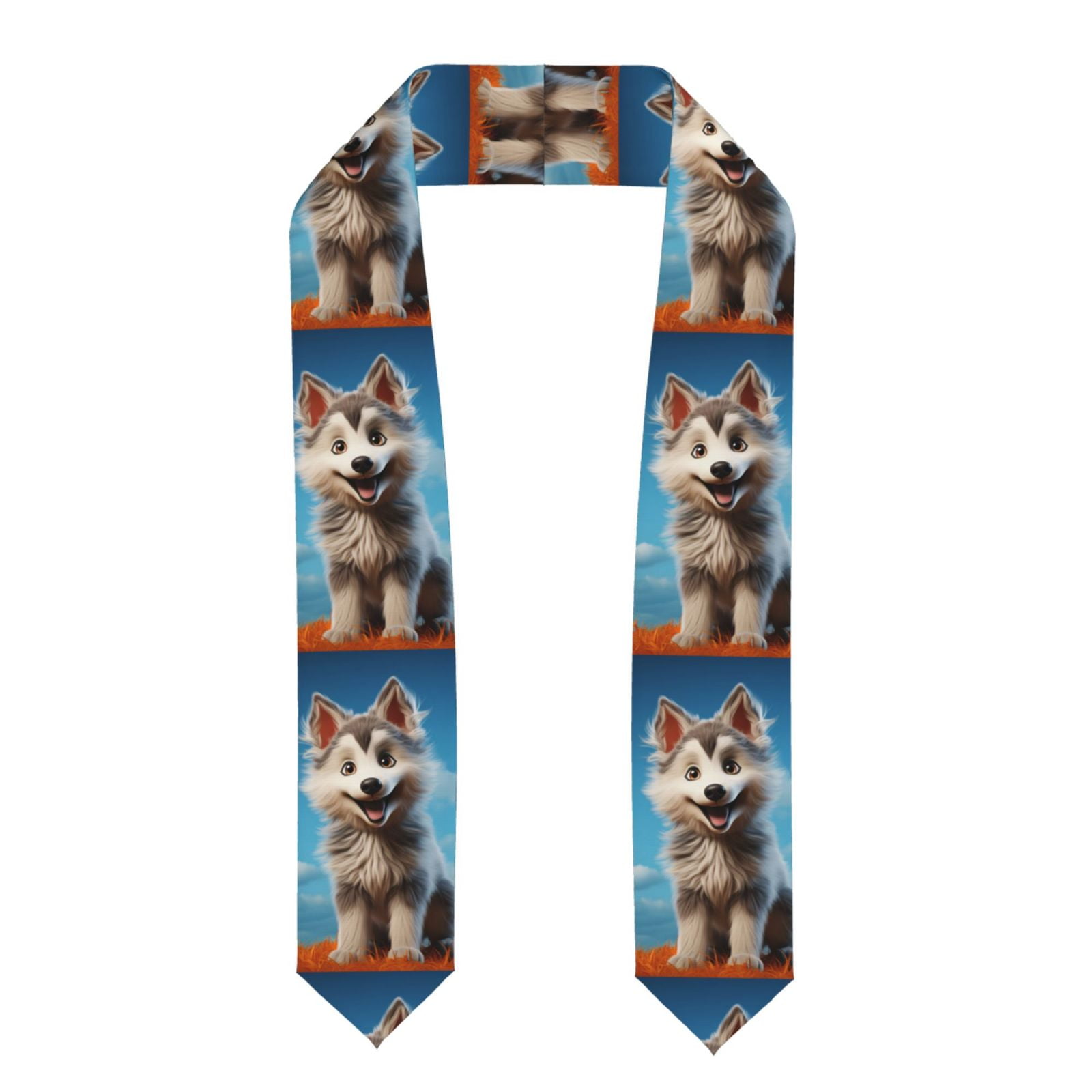 Zufioo Blue Sky Cute Wolf Print Graduation Shawl Ribbon, Graduation ...