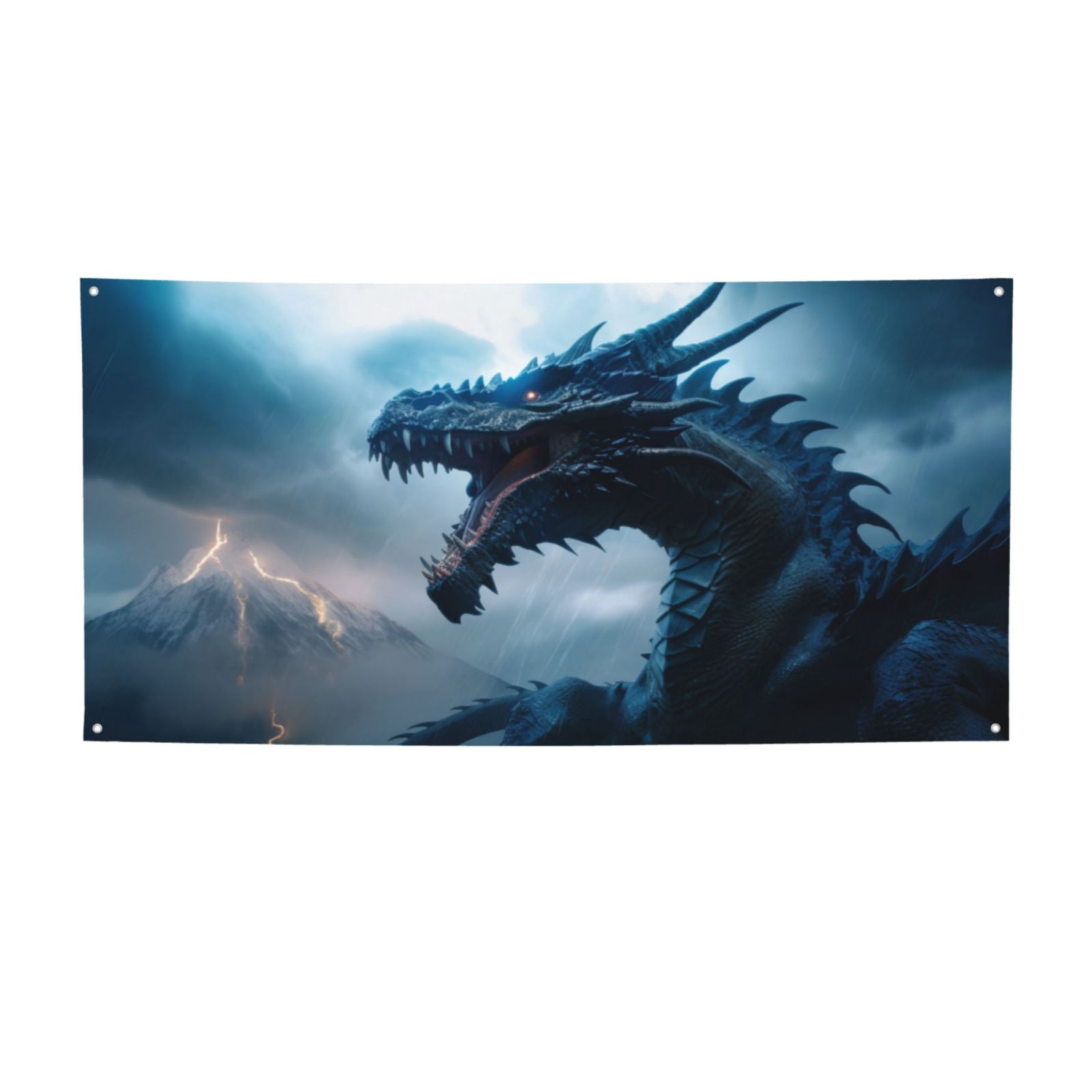 Zufioo Blue Thunder Storm Dragon Print Holiday Banners, Party Banners ...