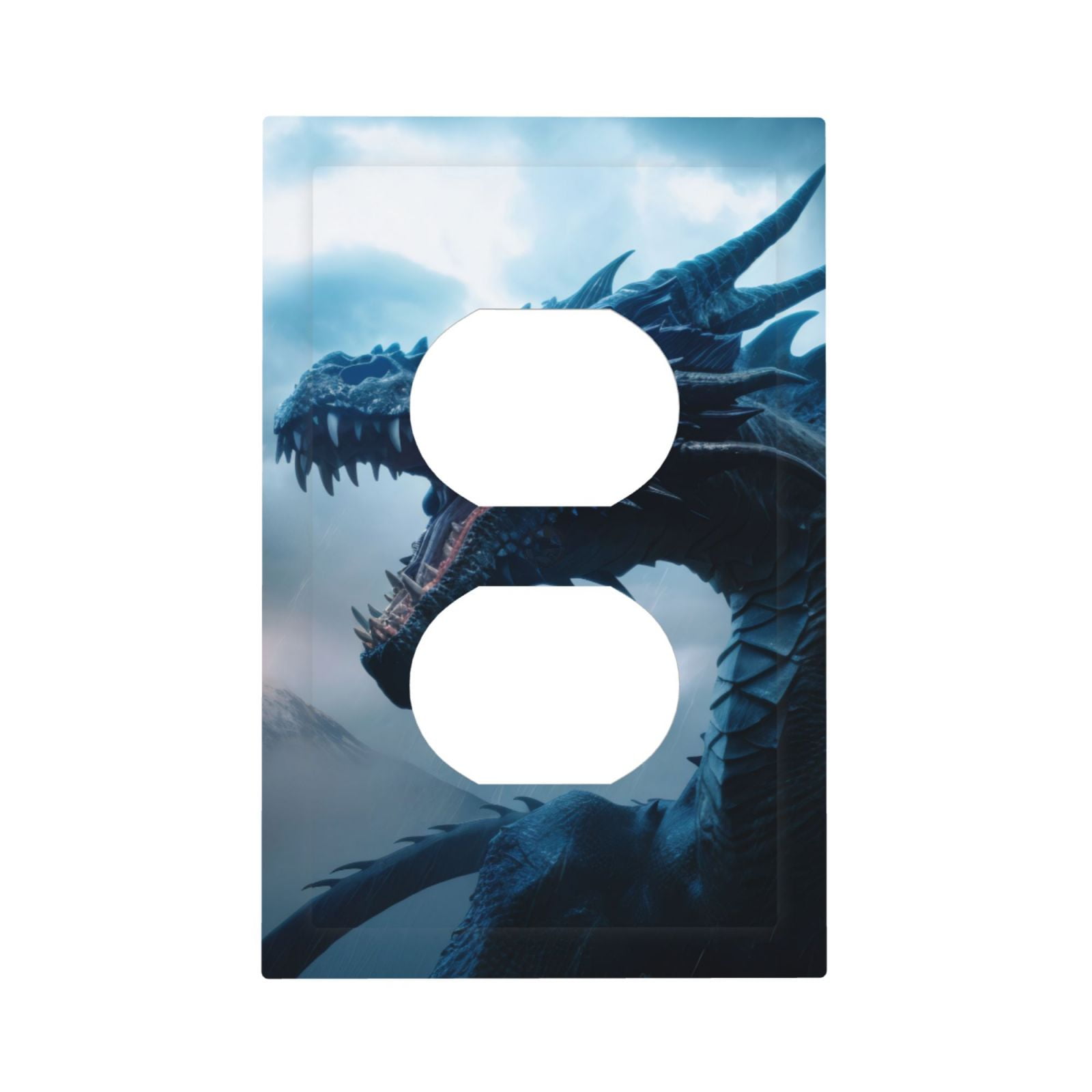 Zufioo Blue Thunder Storm Dragon Print Switch Wall Plate, Dustproof and ...