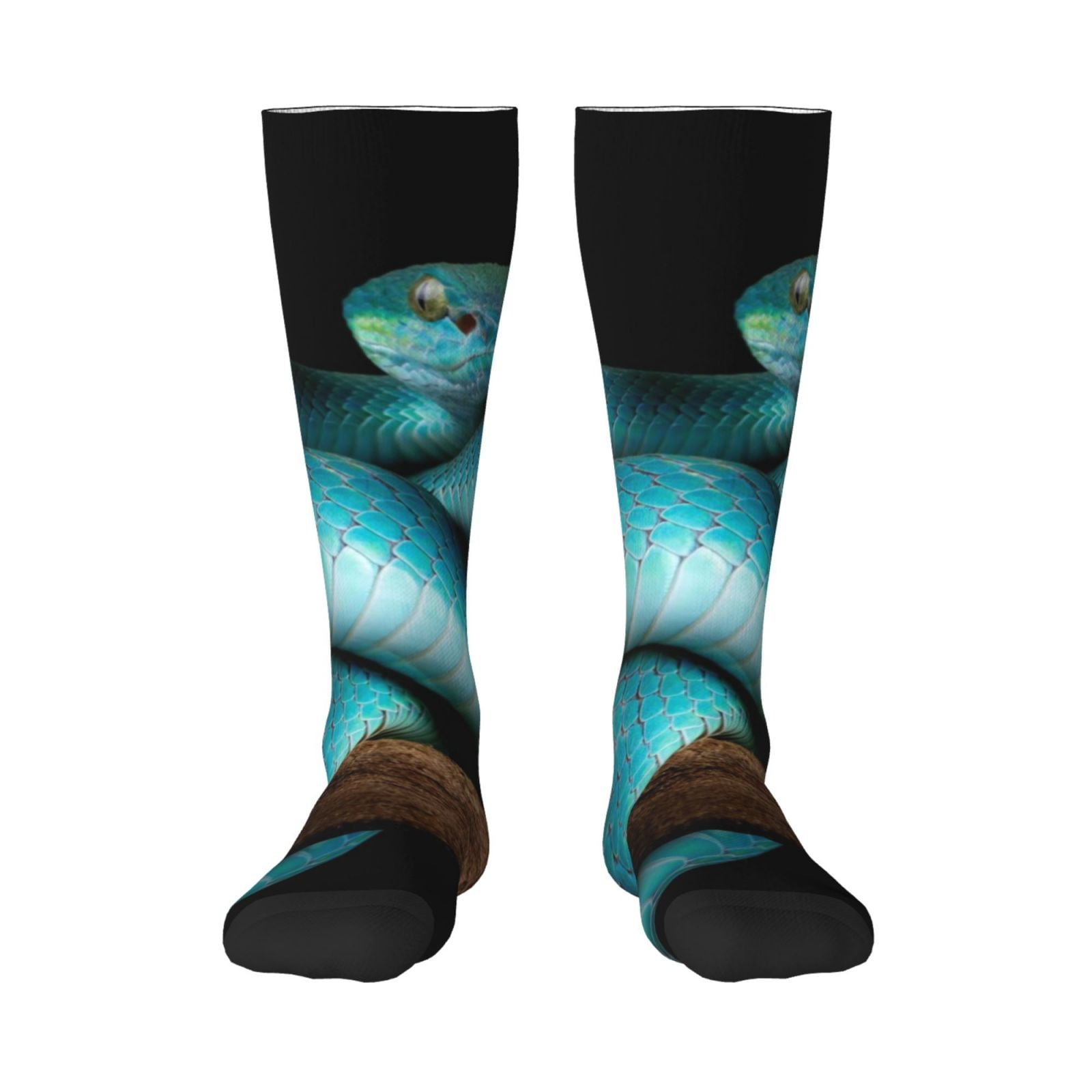 Zufioo Blue Viper Snake Print Long High Thigh Socks Knee-High Warm ...