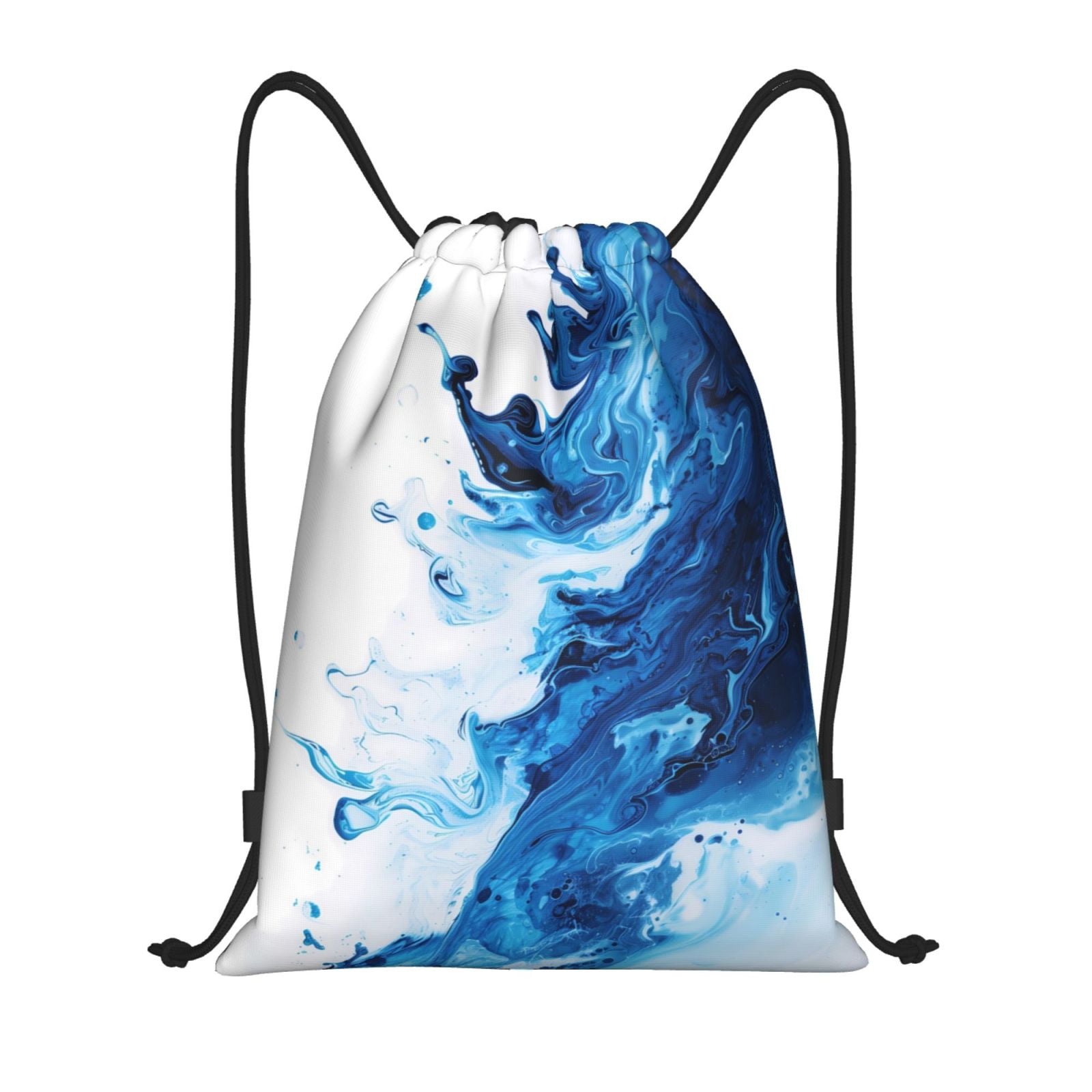 Zufioo Blue White Fluid Art Sports Cinch Sack Gym String Bags Machine ...