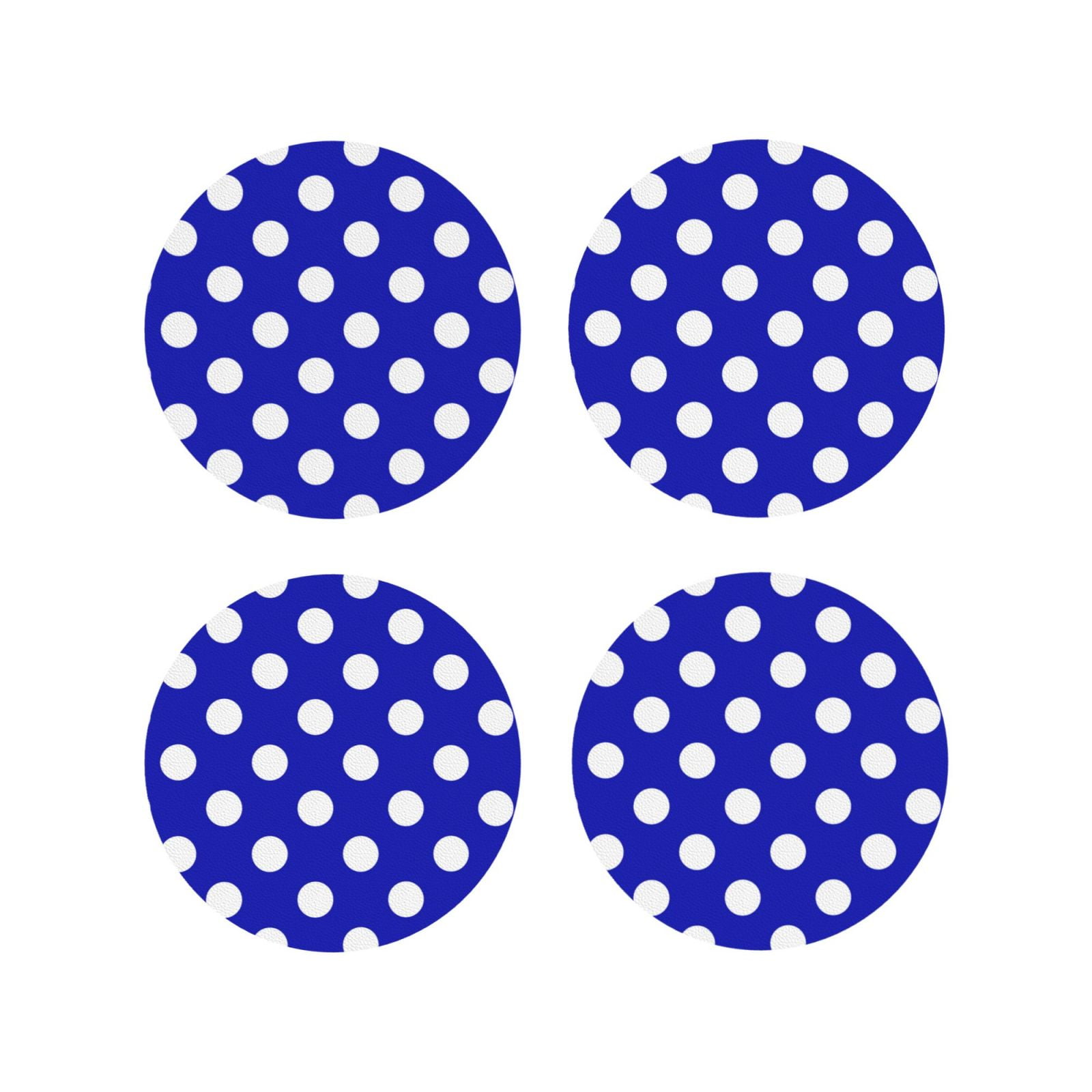 Zufioo Blue And White Polka Dot Print Leather Coaster Set, Decorative ...