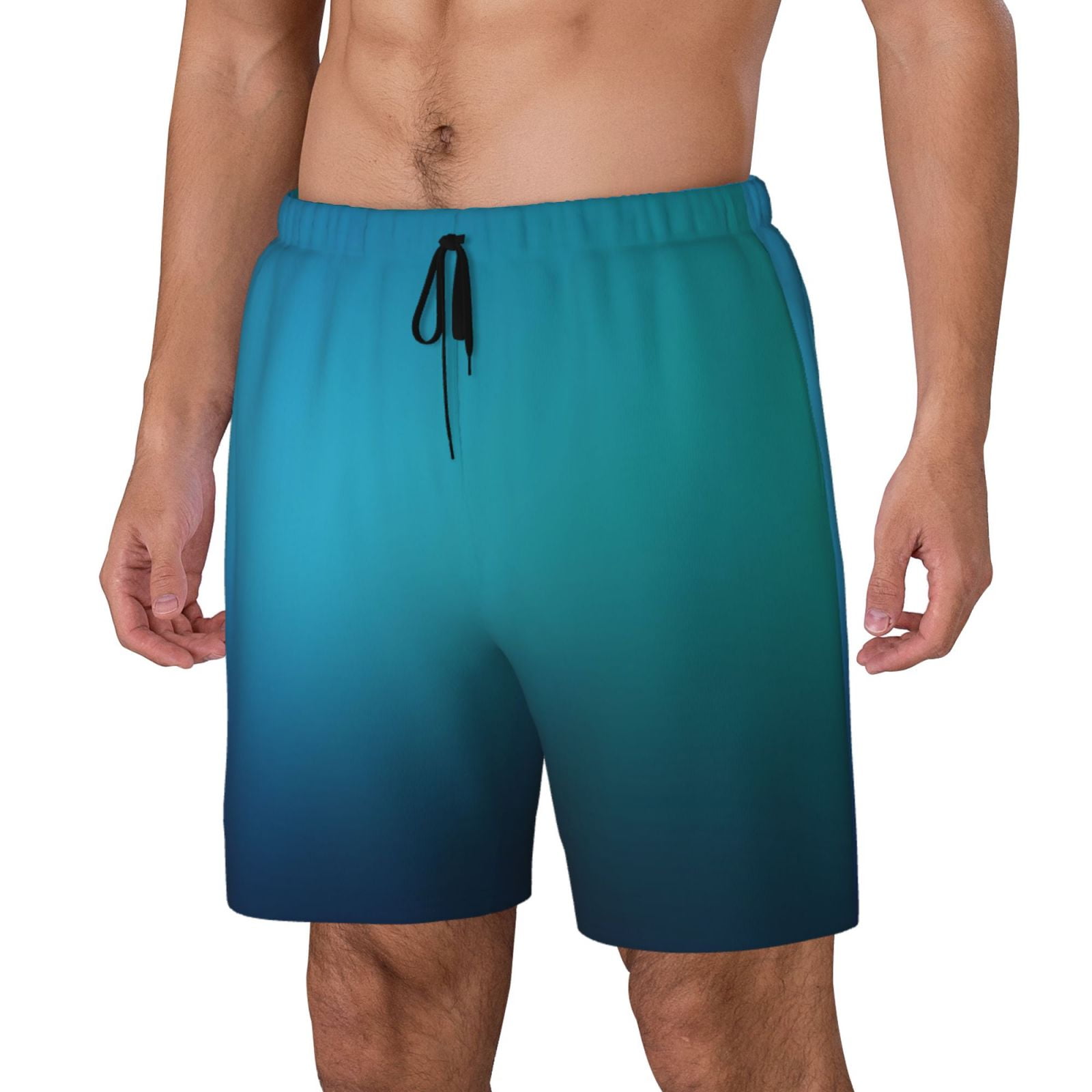 Zufioo Blue to turquoise Mens Swimsuit Trunks with Compression Liner ...