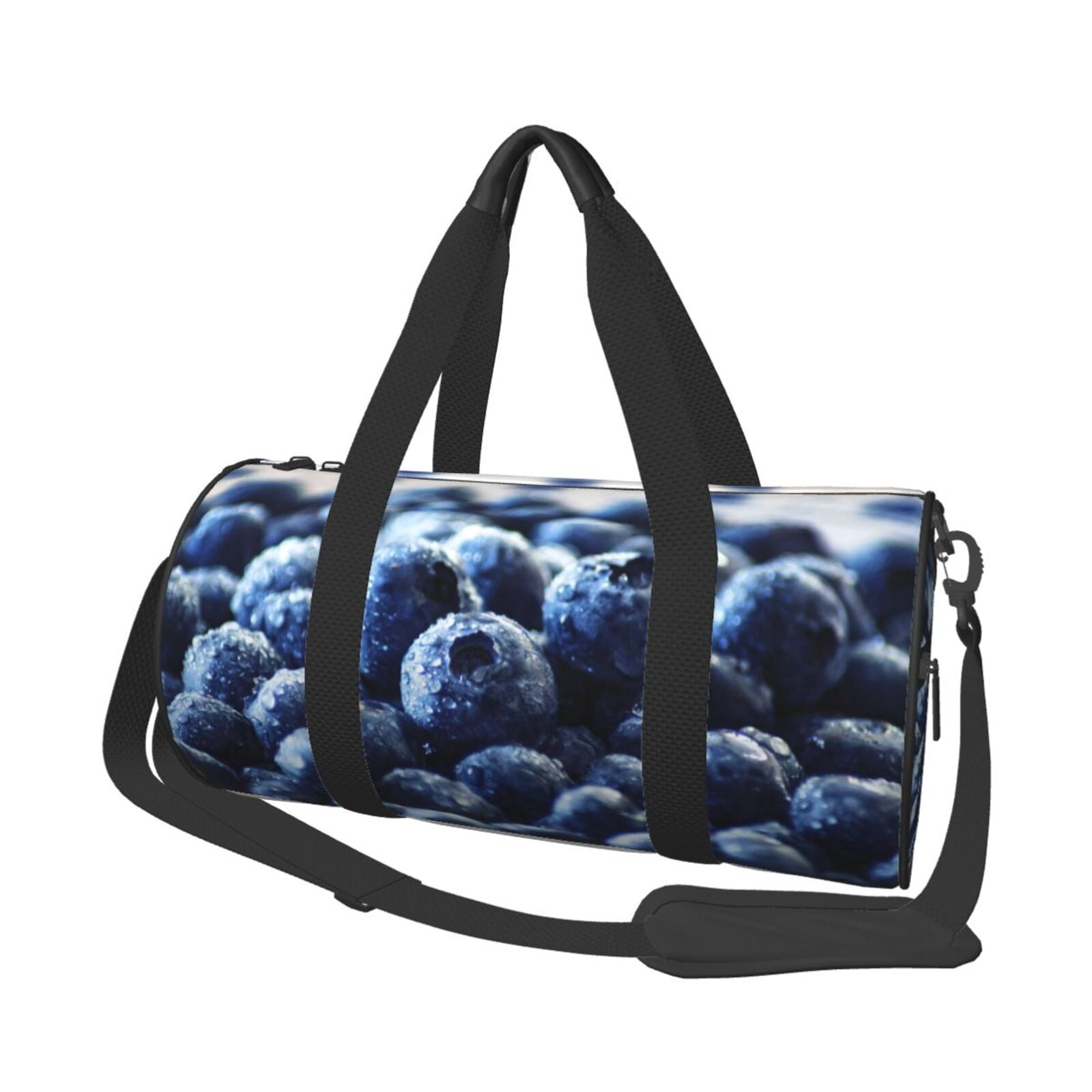 Zufioo Blueberry Print Round Sports Travel Duffel Bag, Airplane ...