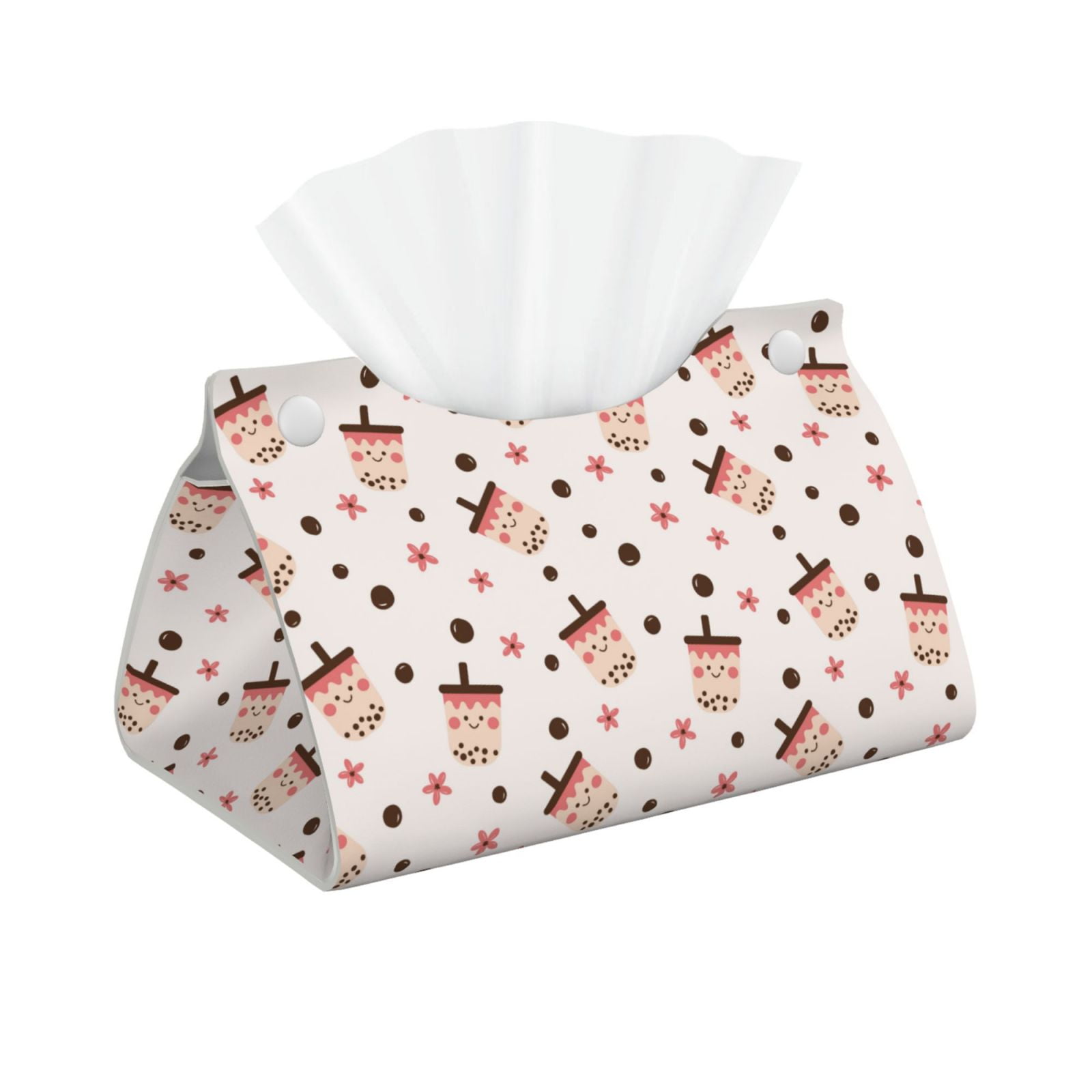 Zufioo Boba Milk Tea Print Long Leather Tissue Bag, PVC Waterproof ...