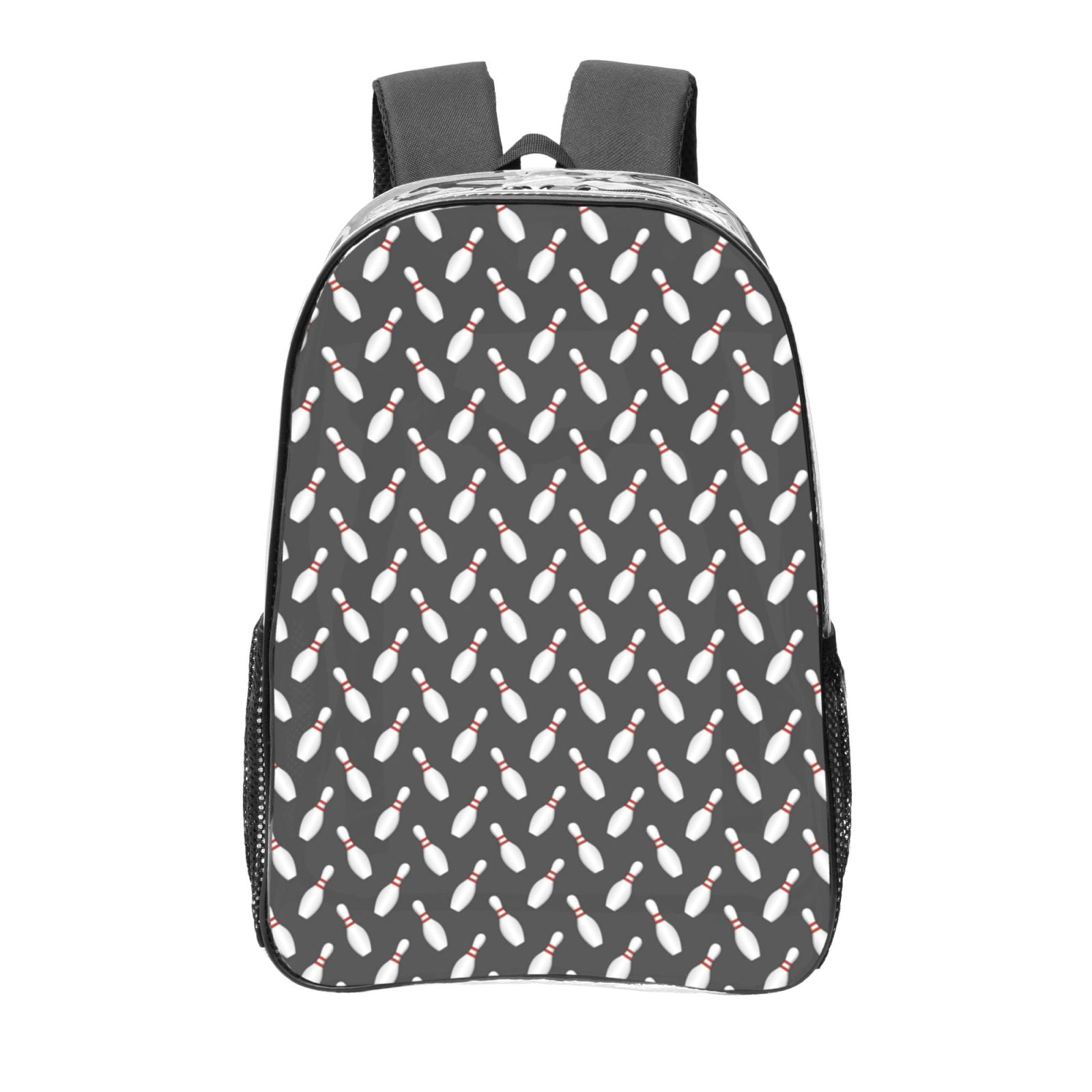 Zufioo Bowling Pins Print Transparent Backpack, 16-inch PVC Waterproof ...