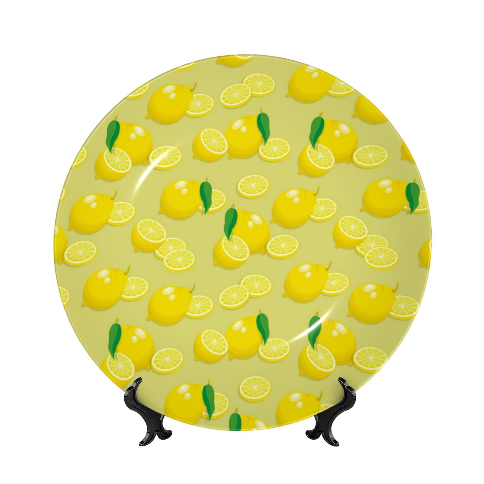 Zufioo Bright Lemons Print Bone China Decorative Plate, Ceramic Dinner ...