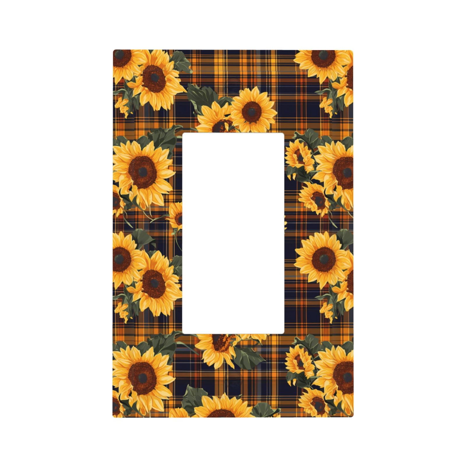 Zufioo Brown Blue Plaid Sunflower Print Switch Wall Plate, Dustproof ...