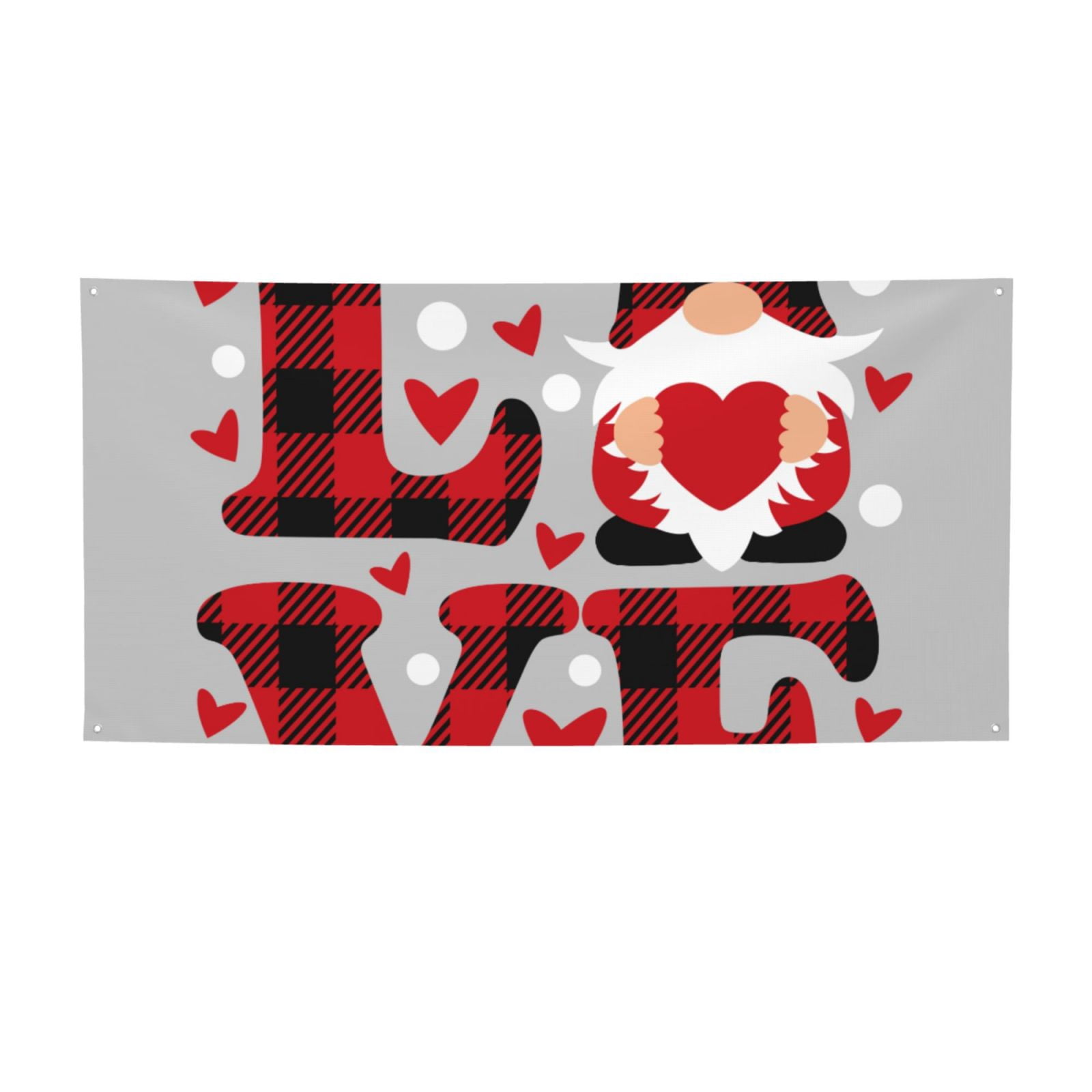 Zufioo Buffalo Plaid Love And Gnome Print Holiday Banners, Party ...