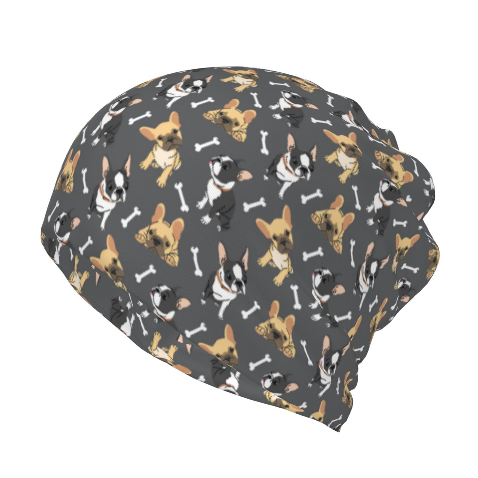 Zufioo Bulldog Print Beanie Hats for Men and Women Slouchy Daily Hat ...