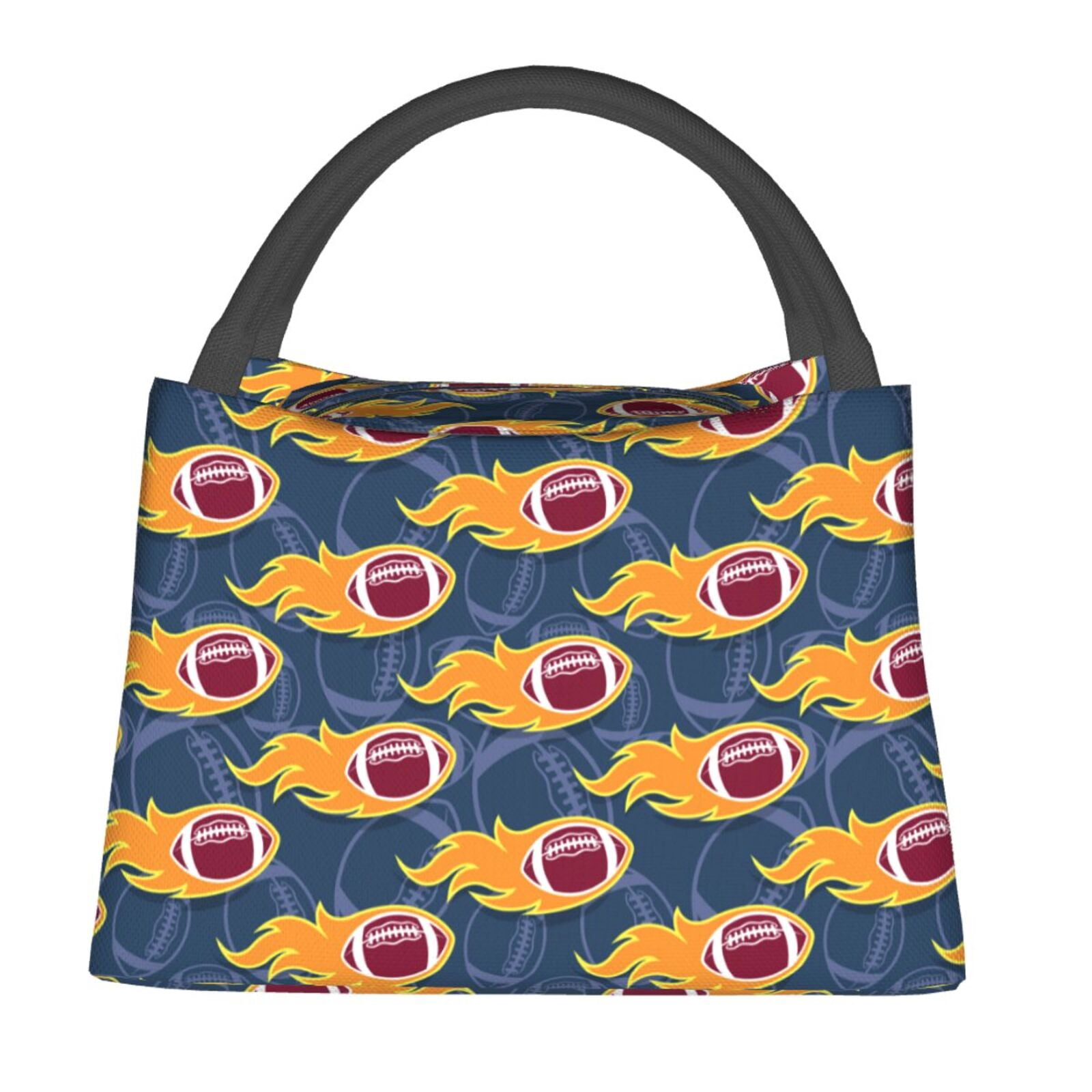 Zufioo Burning Rugby Balls Insulated Reusable Grocery Bags,Cooler Bag ...