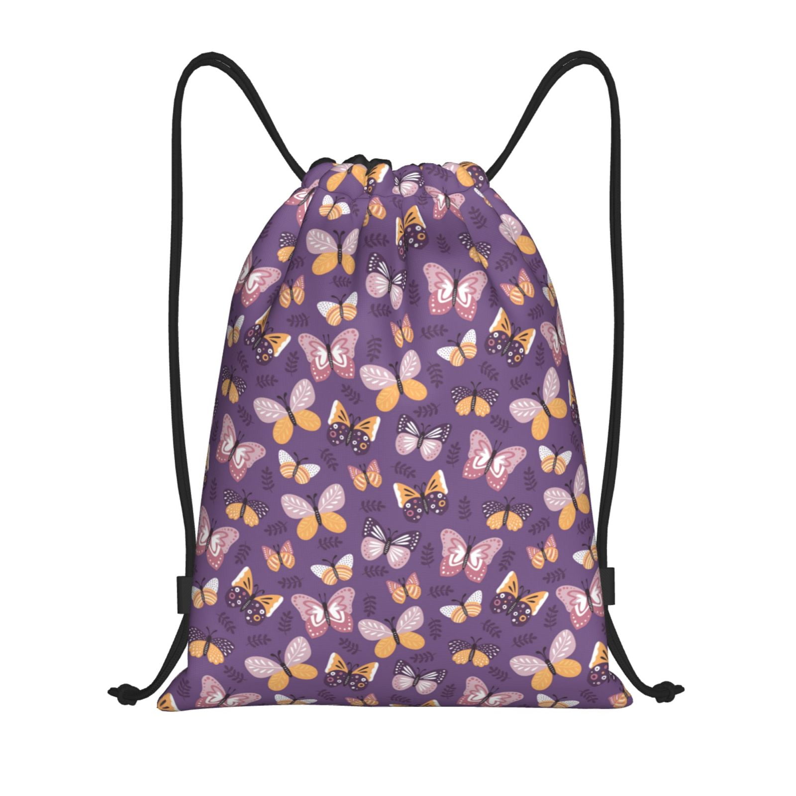 Zufioo Butterflies And Floral Sports Cinch Sack Gym String Bags Machine ...