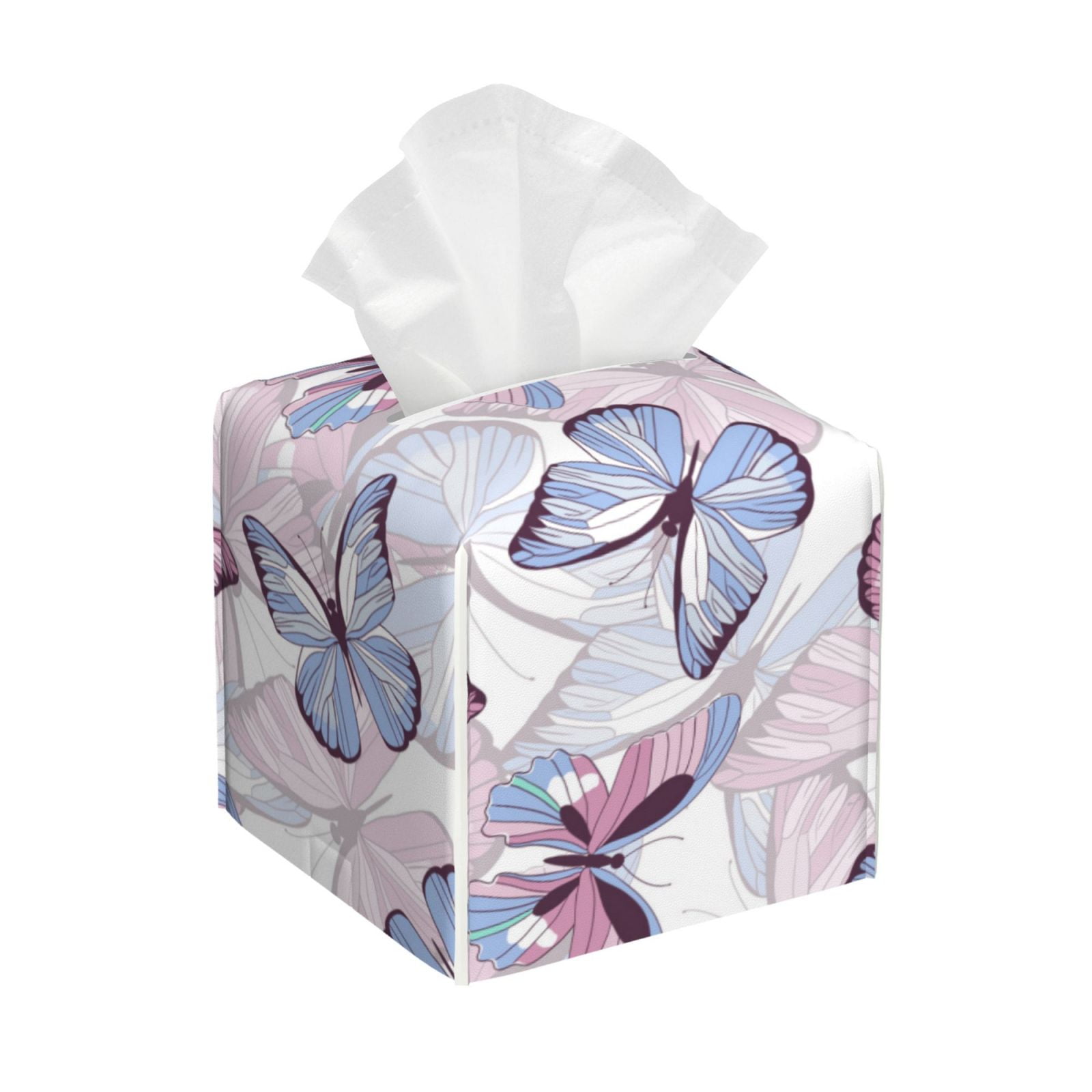 Zufioo Butterflies in Pastel Tissue Box Cover, Tissue Box Cover Holder ...