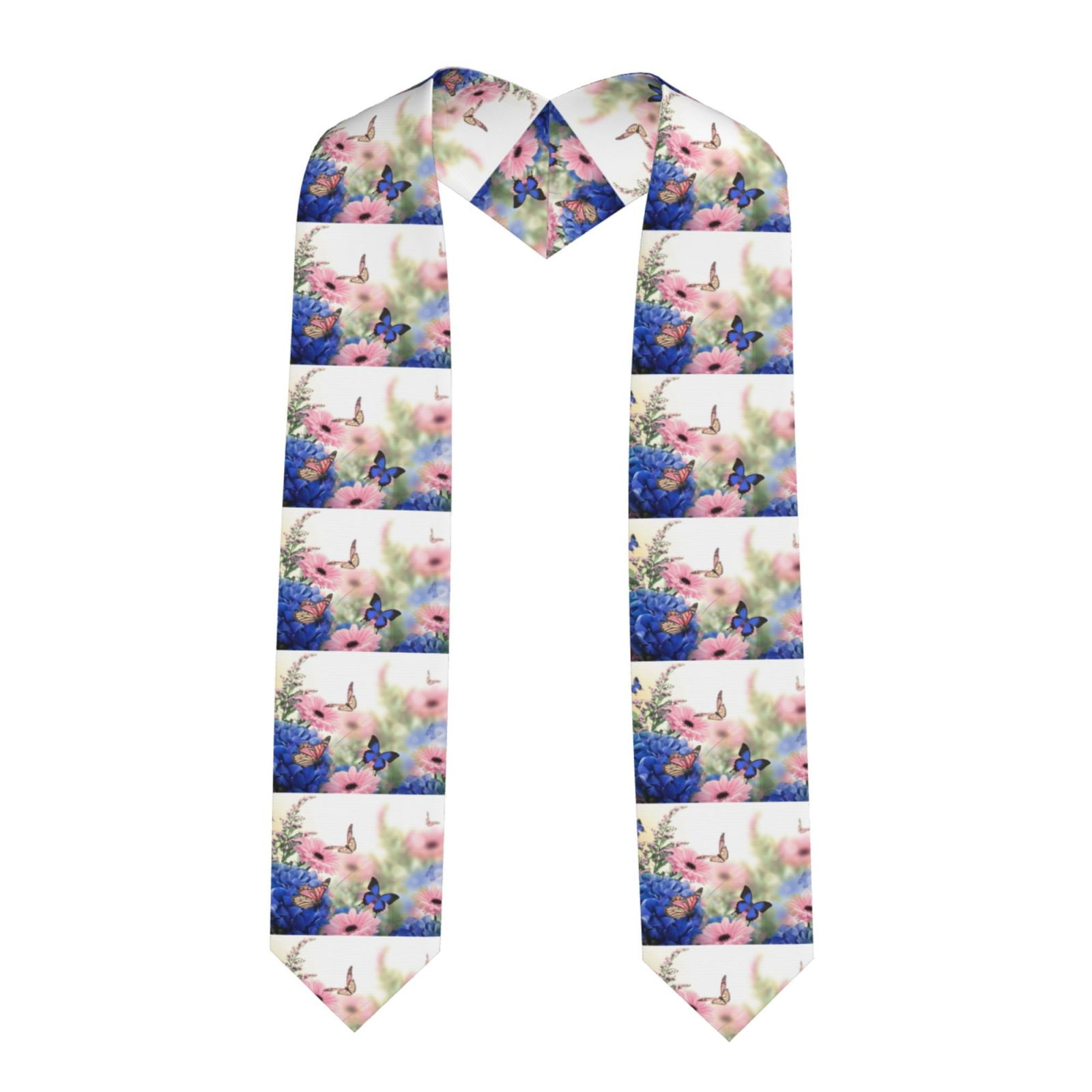 Zufioo Butterfly And Flowers Print Graduation Shawl Ribbon, Graduation ...