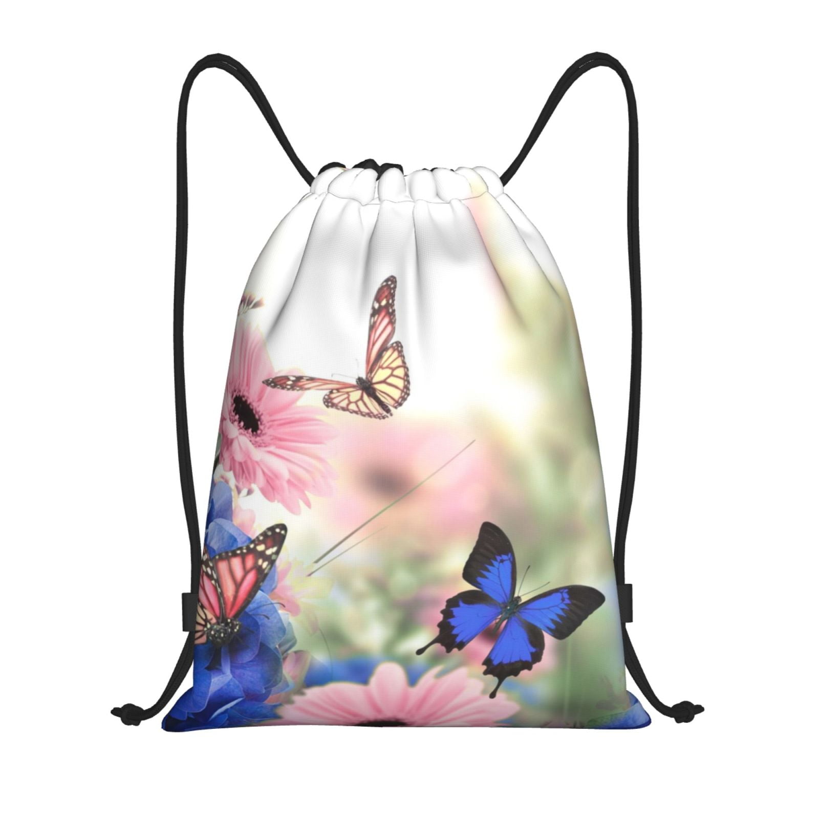 Zufioo Butterfly And Flowers Sports Cinch Sack Gym String Bags Machine ...