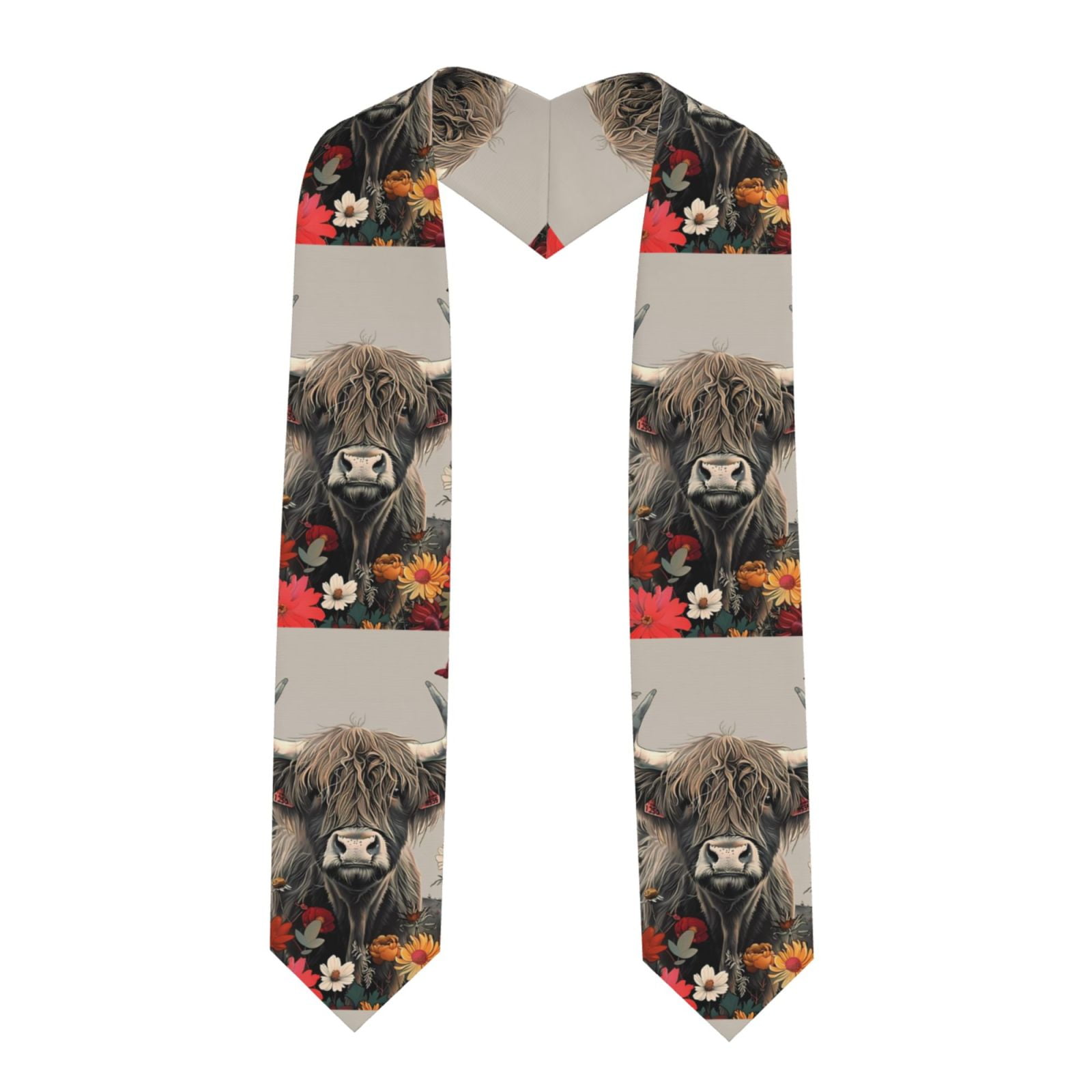 Zufioo Butterfly Cow With Flowers Print Graduation Shawl Ribbon ...