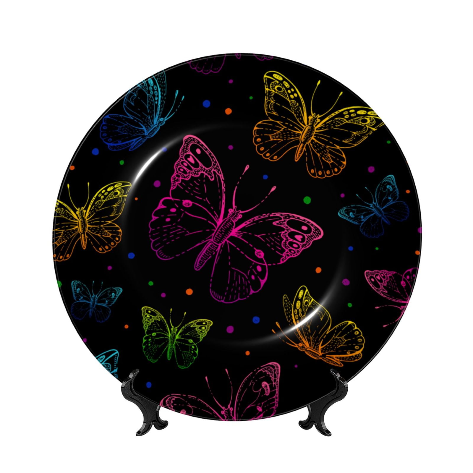 Zufioo Butterfly Print Bone China Decorative Plate, Ceramic Dinner ...