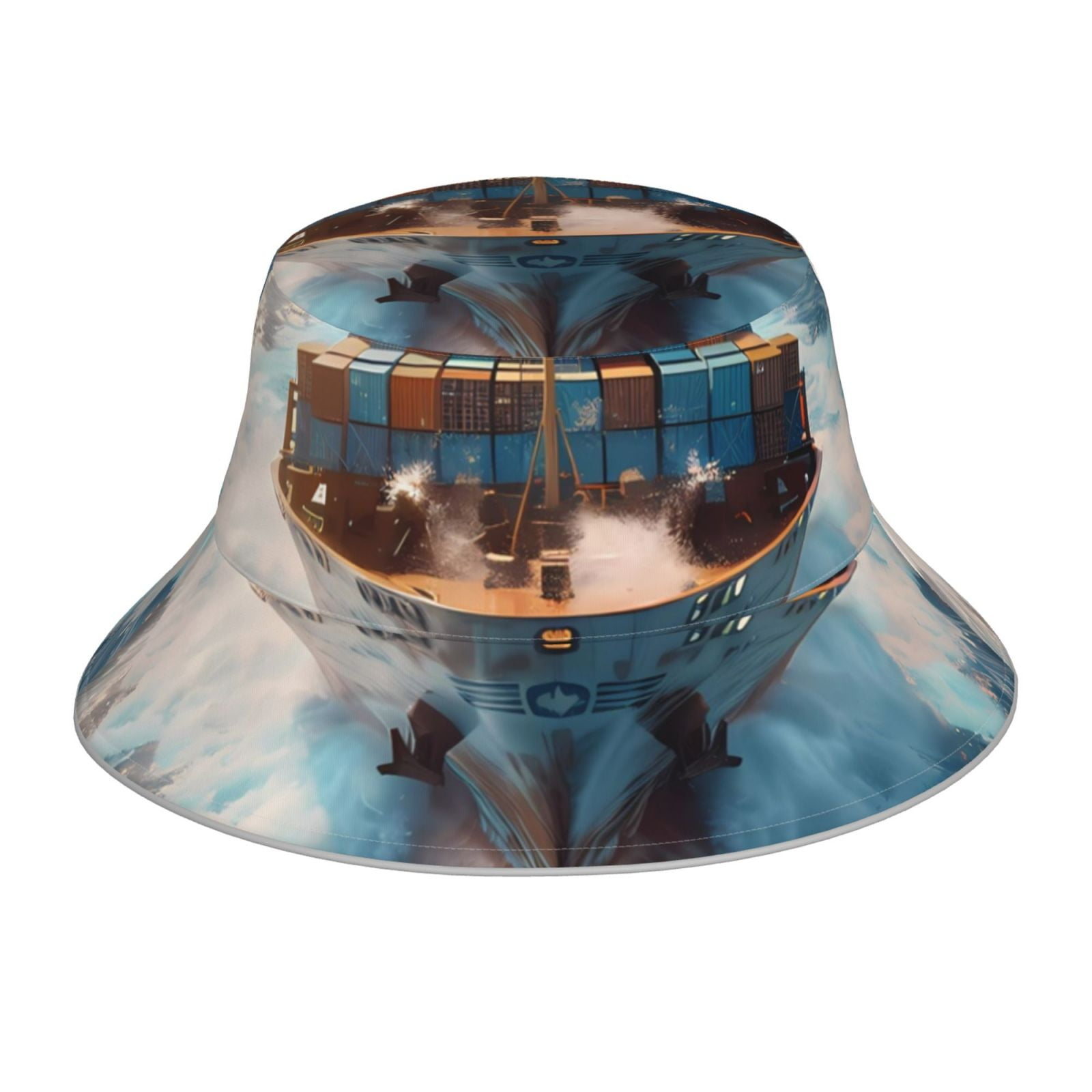 Zufioo Cargo Ship At Sea Waterproof Reflective Holographic Bucket Hat ...
