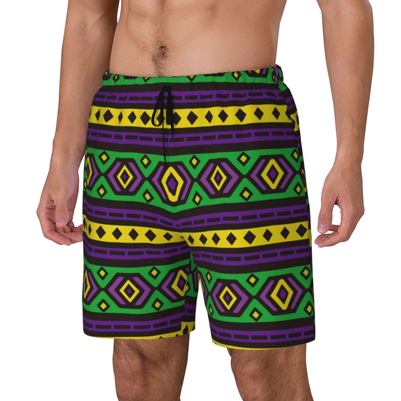 Zufioo Carnival Mardi Gras Mens Swimsuit Trunks with Compression Liner ...