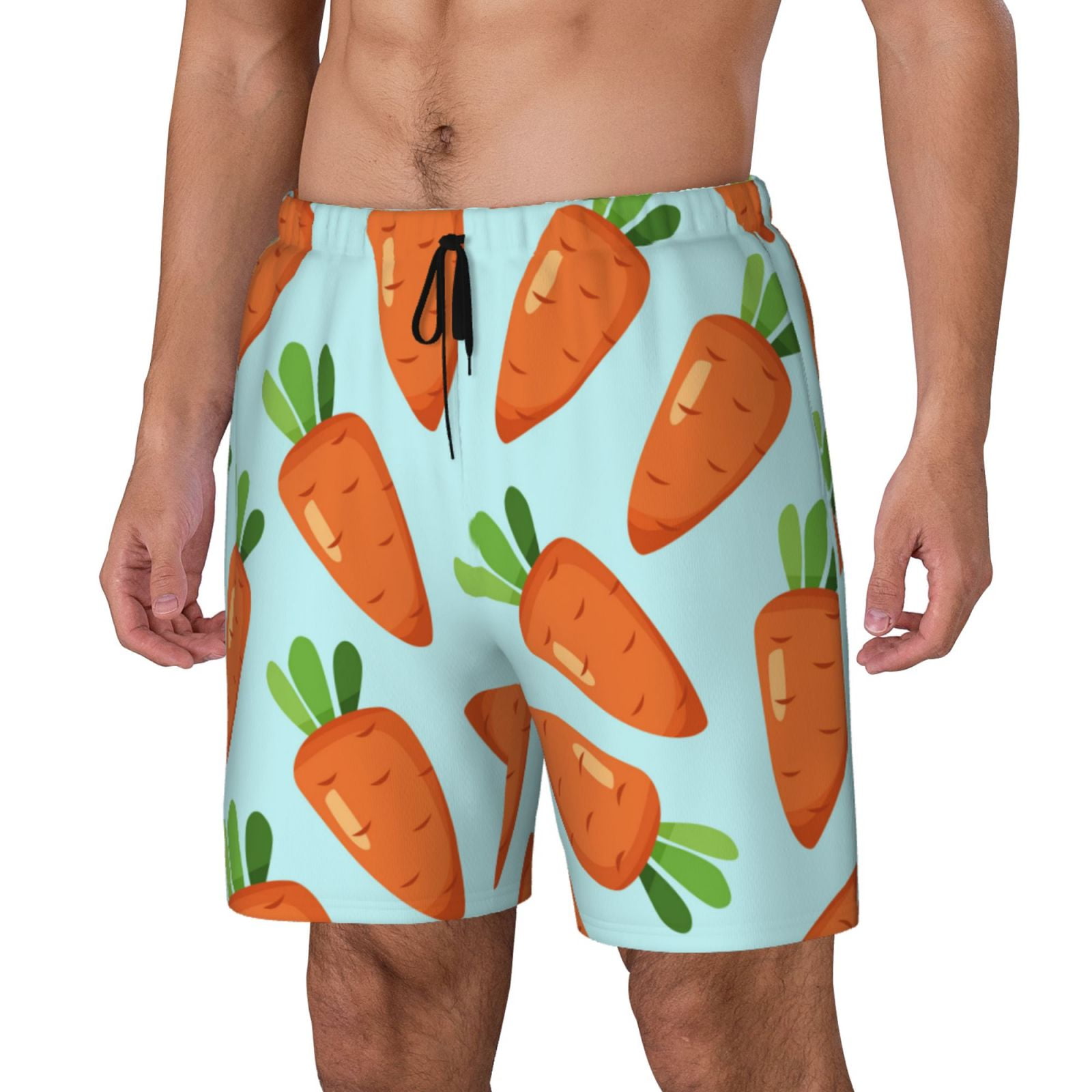 Zufioo Cartoon Carrot Mens Swimsuit Trunks with Compression Liner,Quick ...