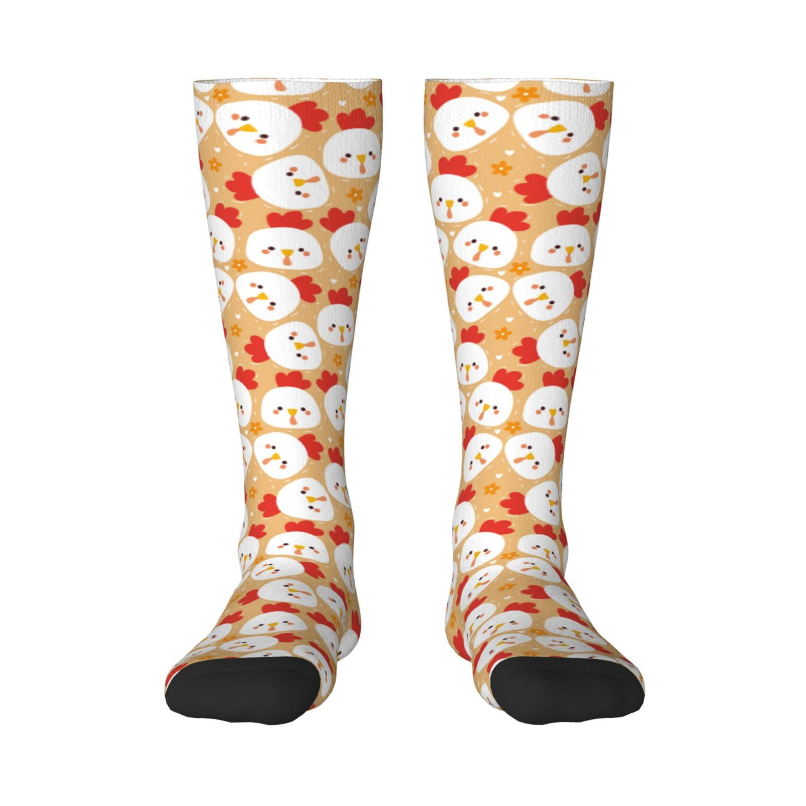 Zufioo Cartoon Chicken Print Long High Thigh Socks Knee-High Warm ...
