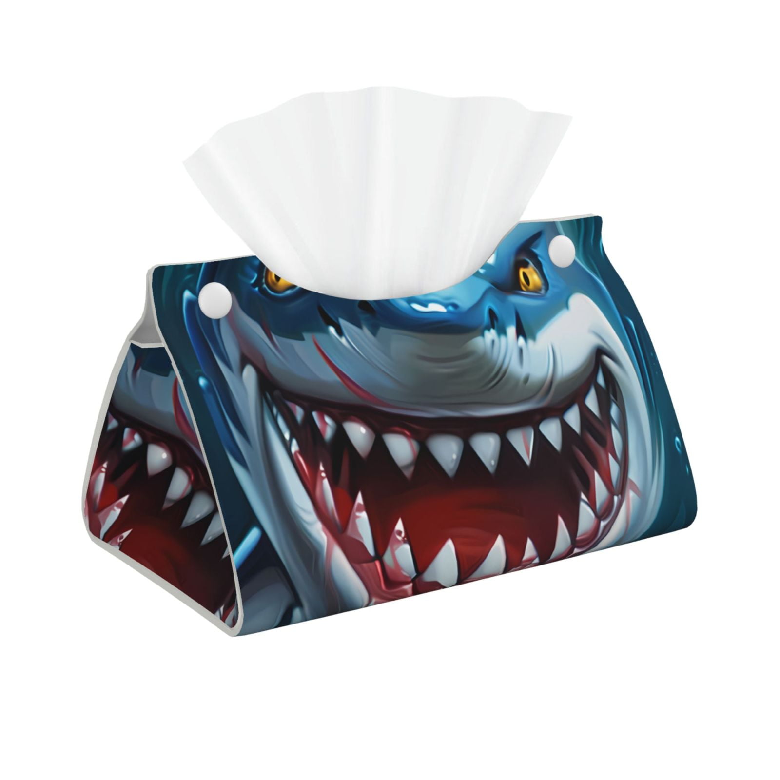 Zufioo Cartoon Cute Shark Print Long Leather Tissue Bag, PVC Waterproof ...