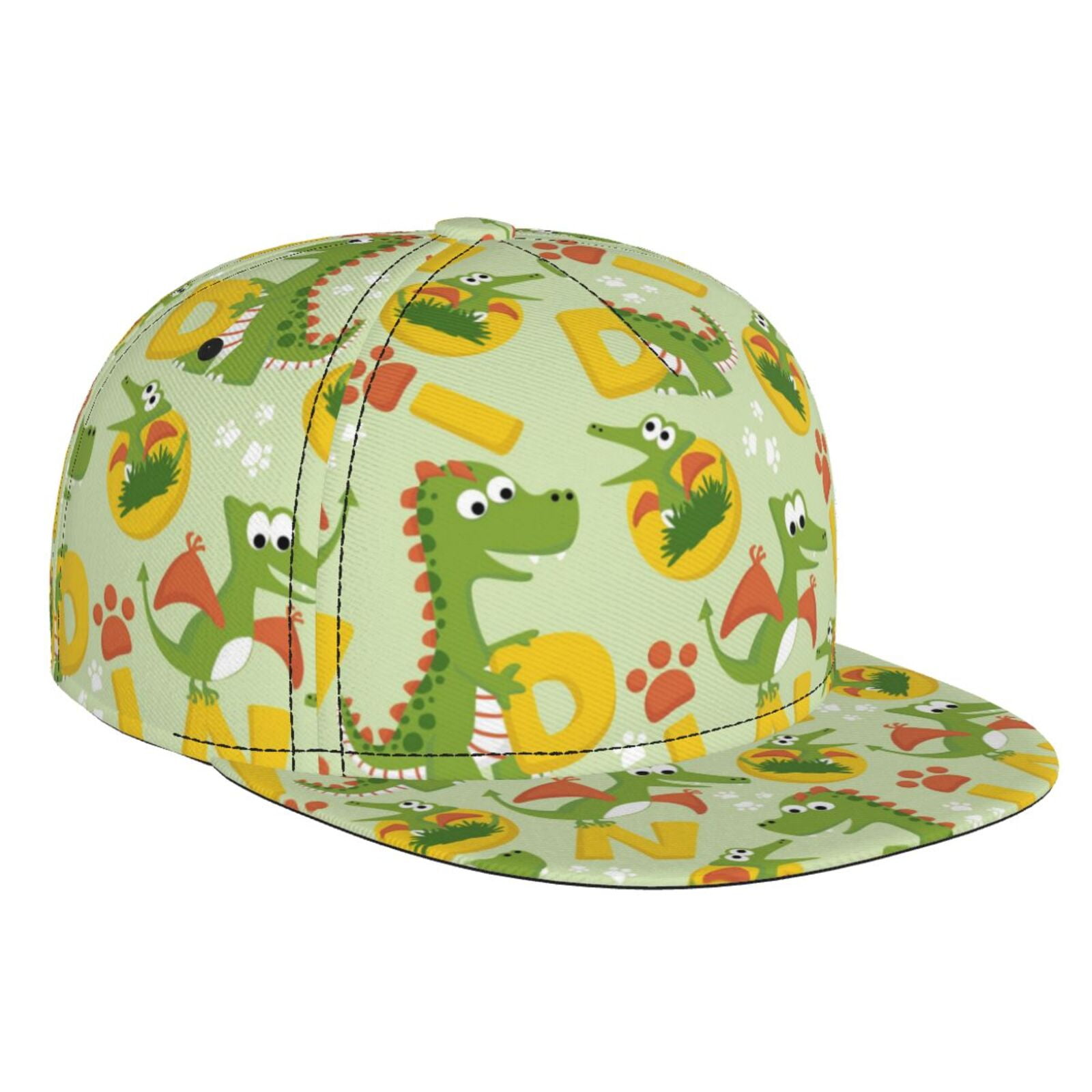 Zufioo Cartoon Dinosaurs Print Flat Brim Baseball Cap, Sun Protection ...