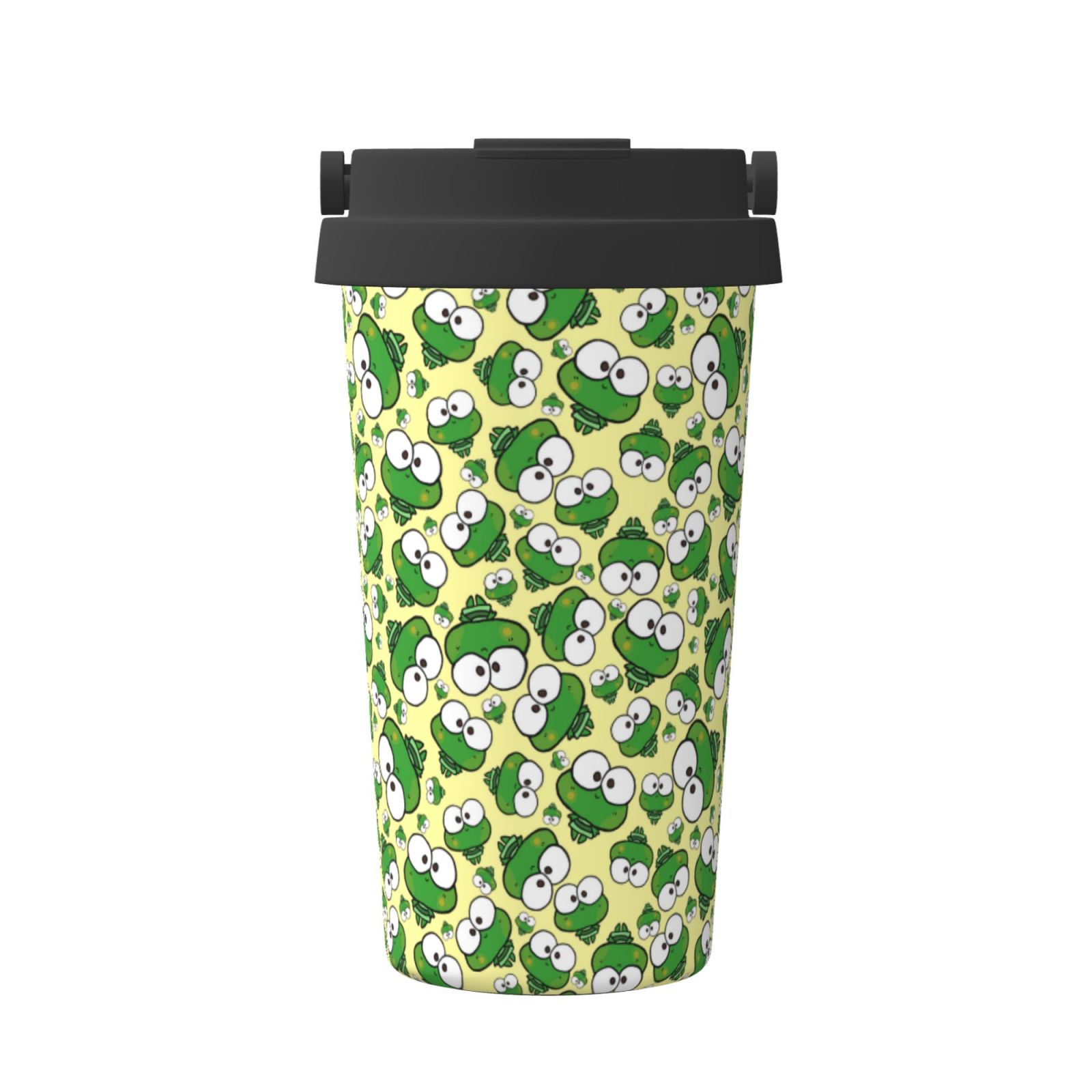 Zufioo Cartoon Frogs Print Portable Insulated Coffee Cup, Stainless ...