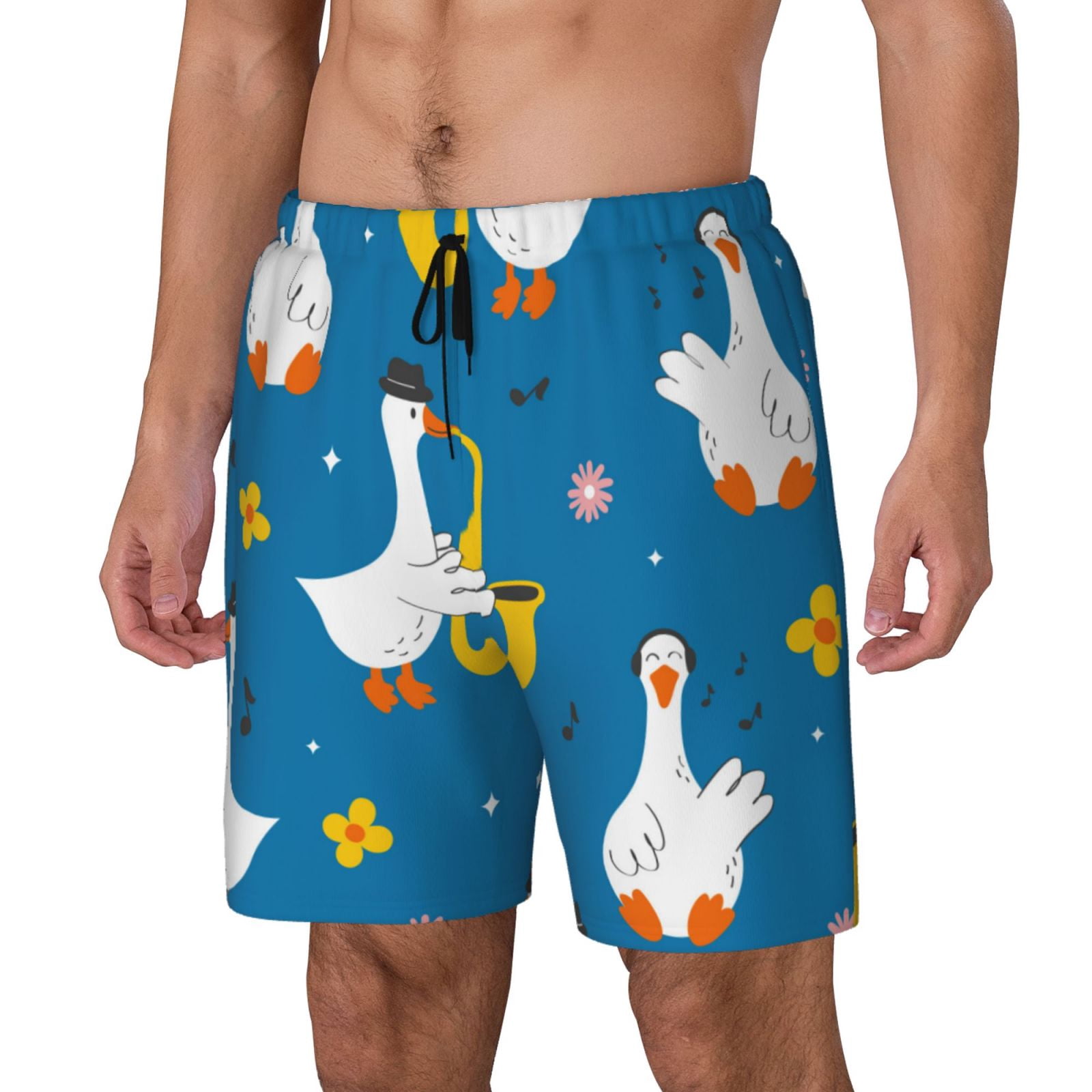 Zufioo Cartoon Goose Mens Swimsuit Trunks with Compression Liner,Quick ...