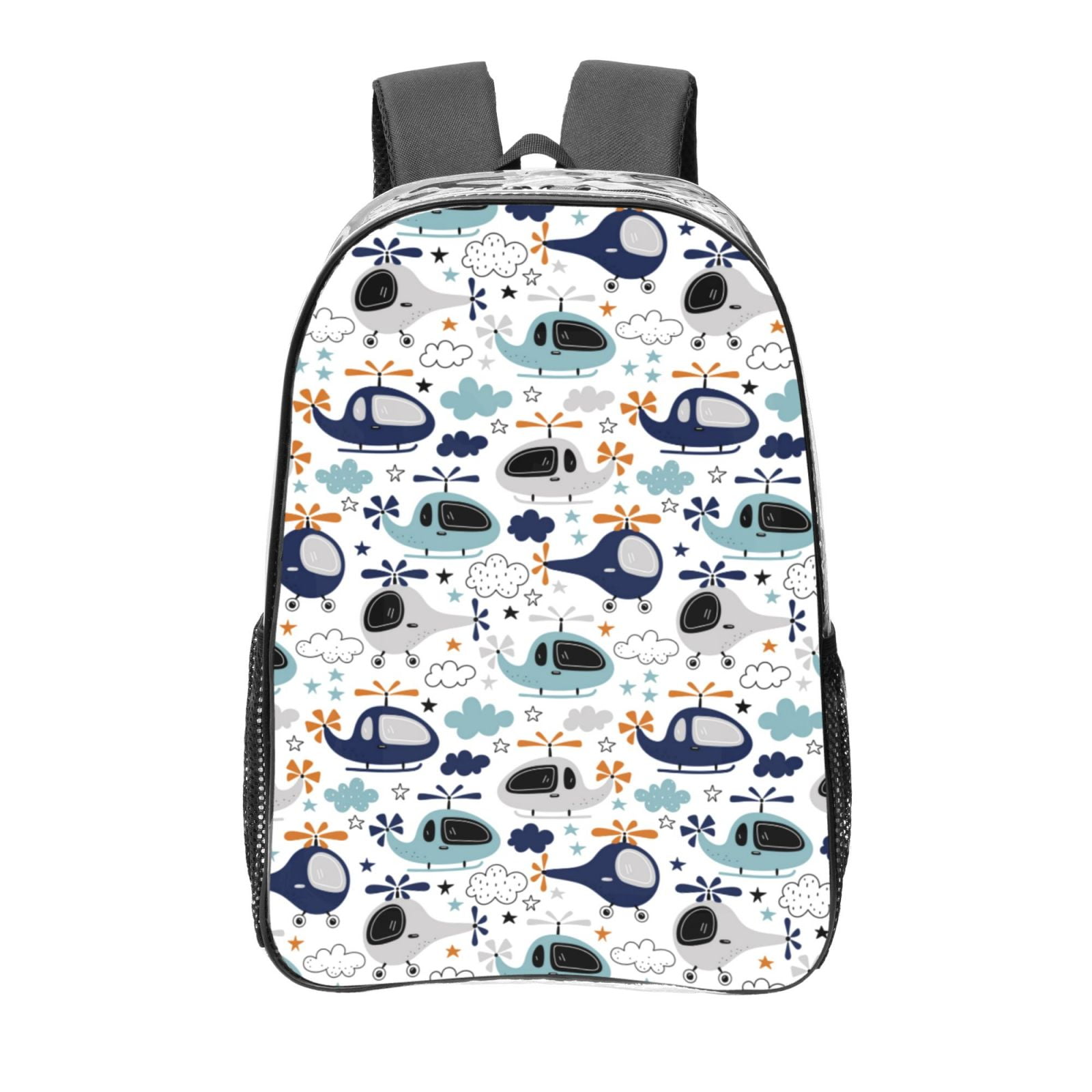 Zufioo Cartoon Helicopters Print Transparent Backpack, 16-inch PVC ...