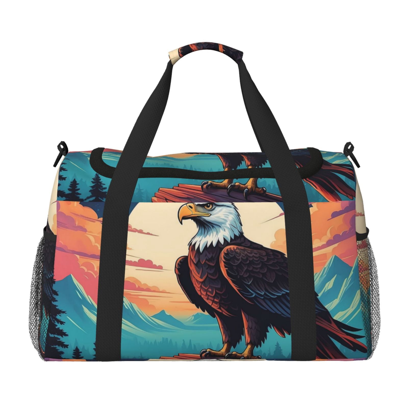 Zufioo Cartoon Iceberg Bald Eagle Print Hand-Held Messenger Travel Bag ...