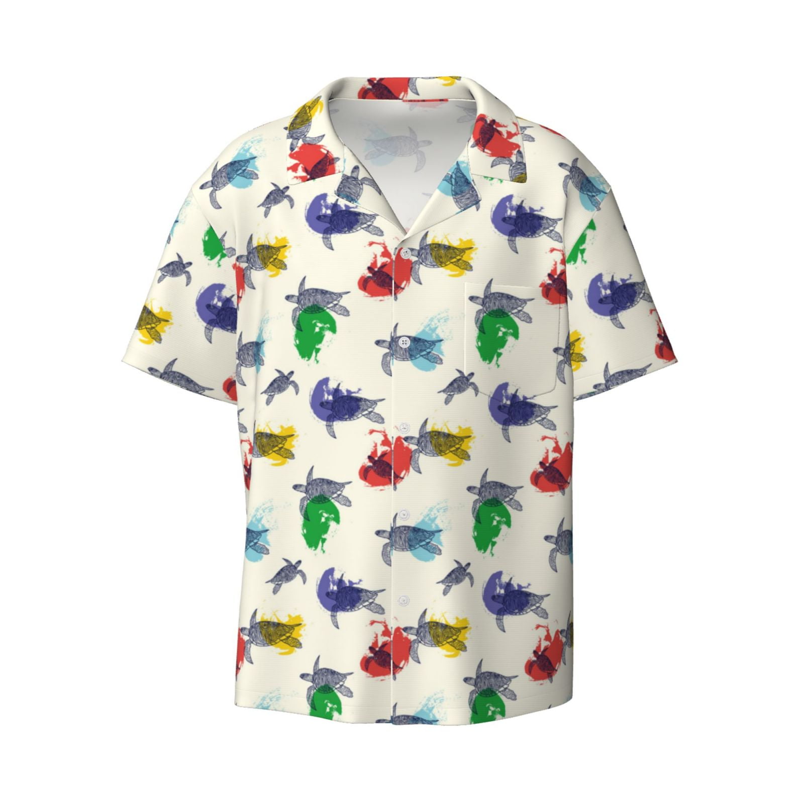 Zufioo Cartoon Sea Turtle Print Mens Button Down Short Sleeve Shirt ...