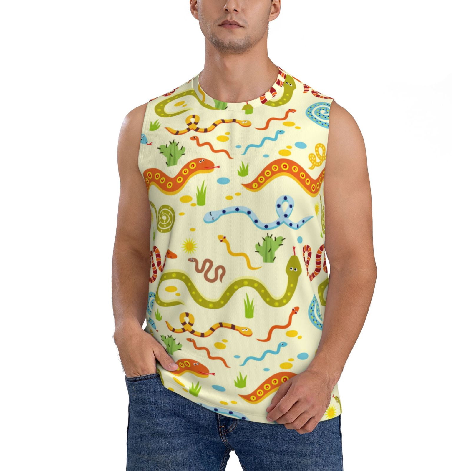Zufioo Cartoon Snake8 Men's Tank Top,Men's Sleeveless Muscle Shirts ...