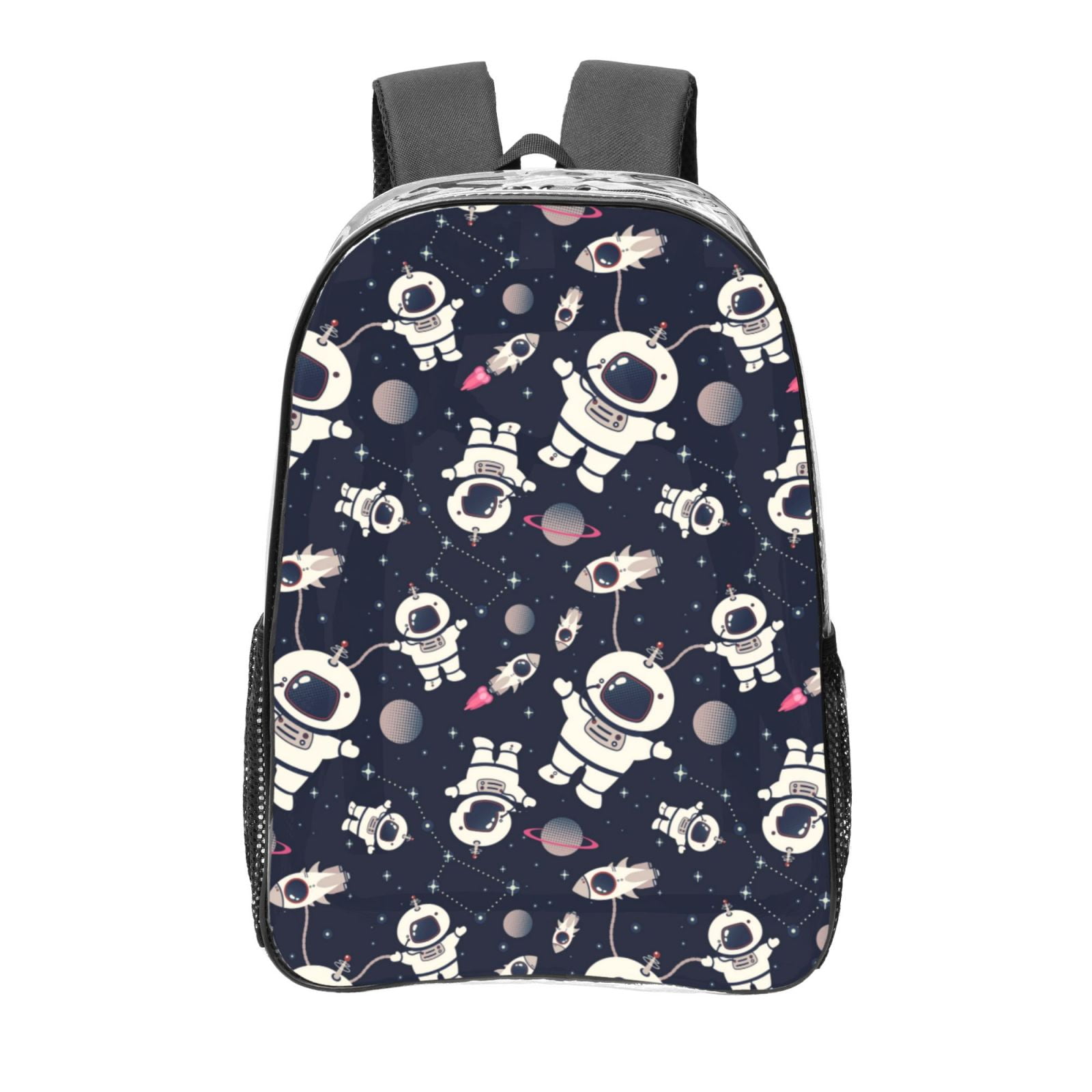 Zufioo Cartoon Spaceship Print Transparent Backpack, 16-inch PVC ...