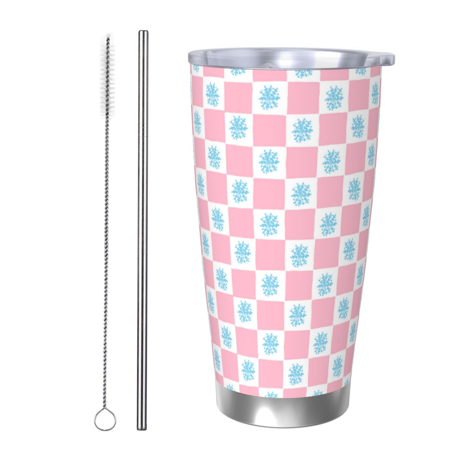 Zufioo Checkerboard With Snowflake Print 20OZ Stainless Steel Car Cup ...