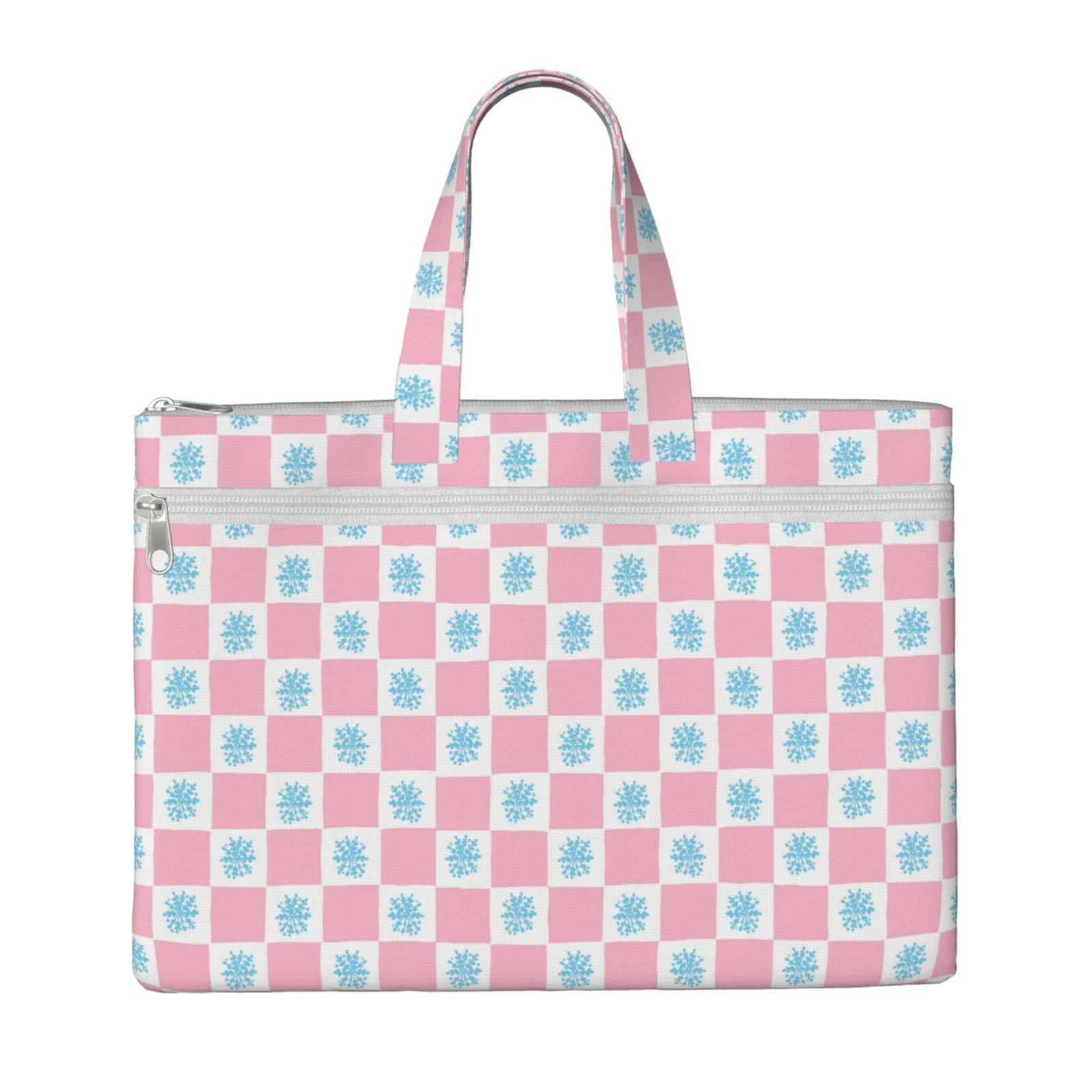 Zufioo Checkerboard With Snowflake Print Canvas Hand-Held Document Bag ...