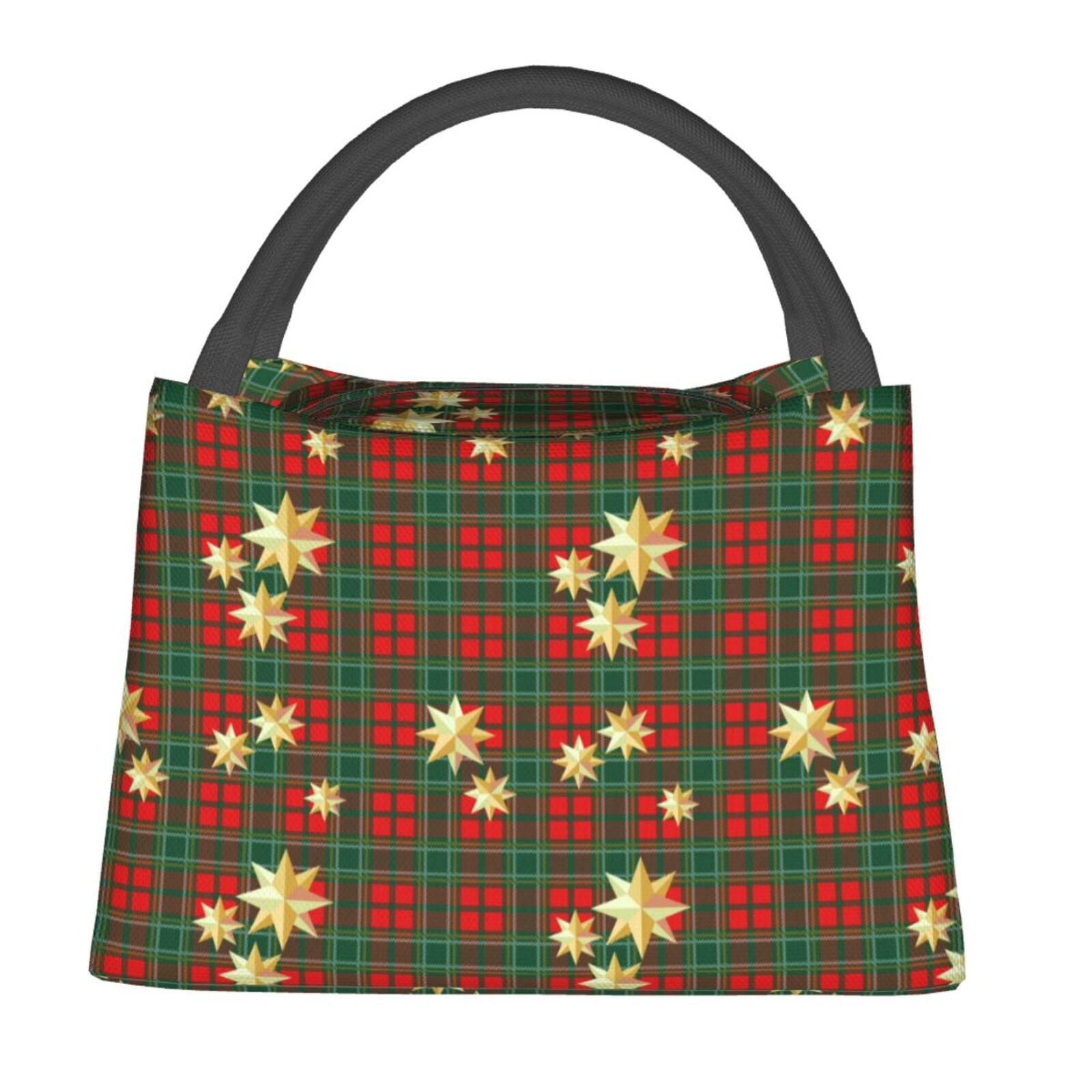 Zufioo Checkered With Golden Stars Insulated Reusable Grocery Bags ...