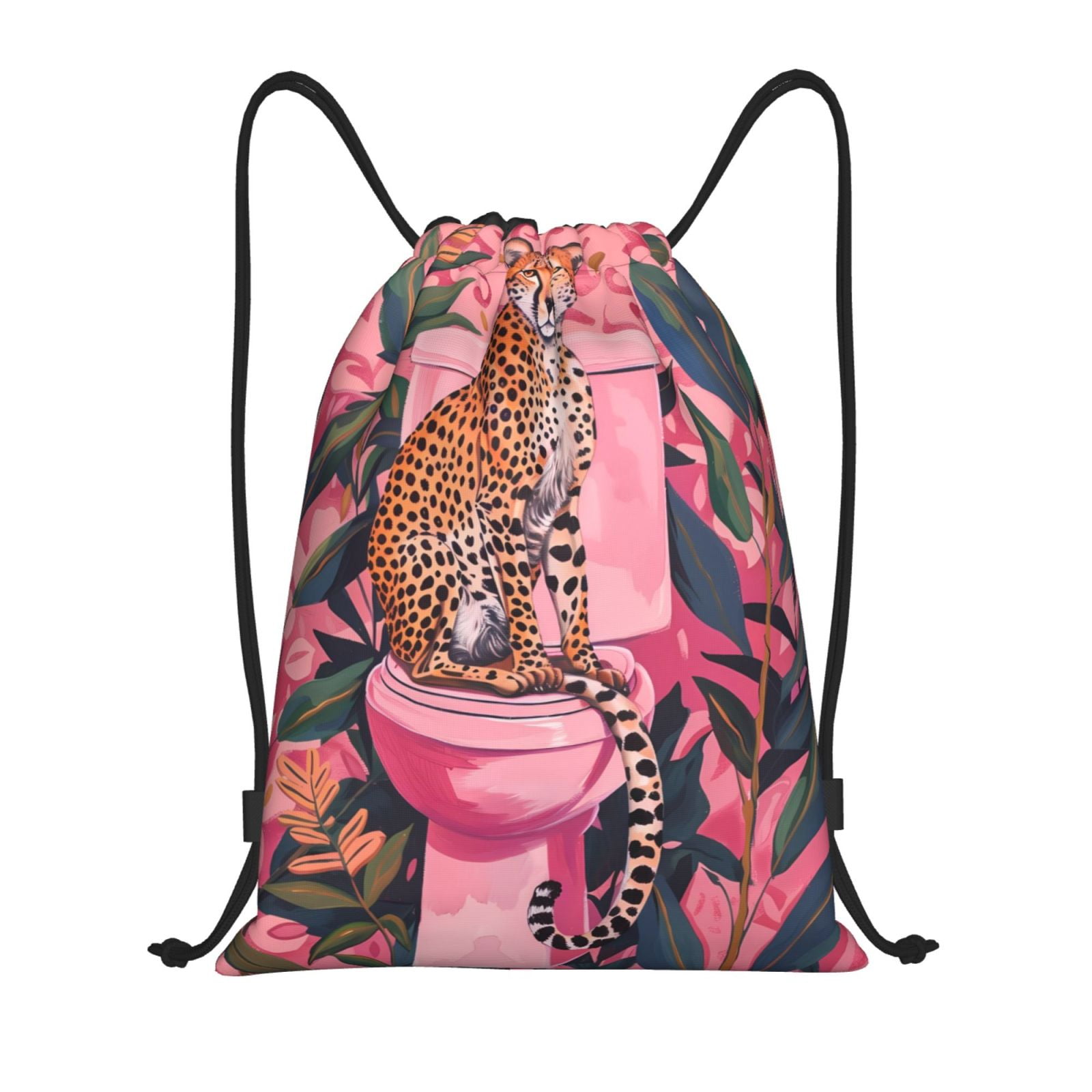 Zufioo Cheetah On Toilet Humor Art Sports Cinch Sack Gym String Bags ...