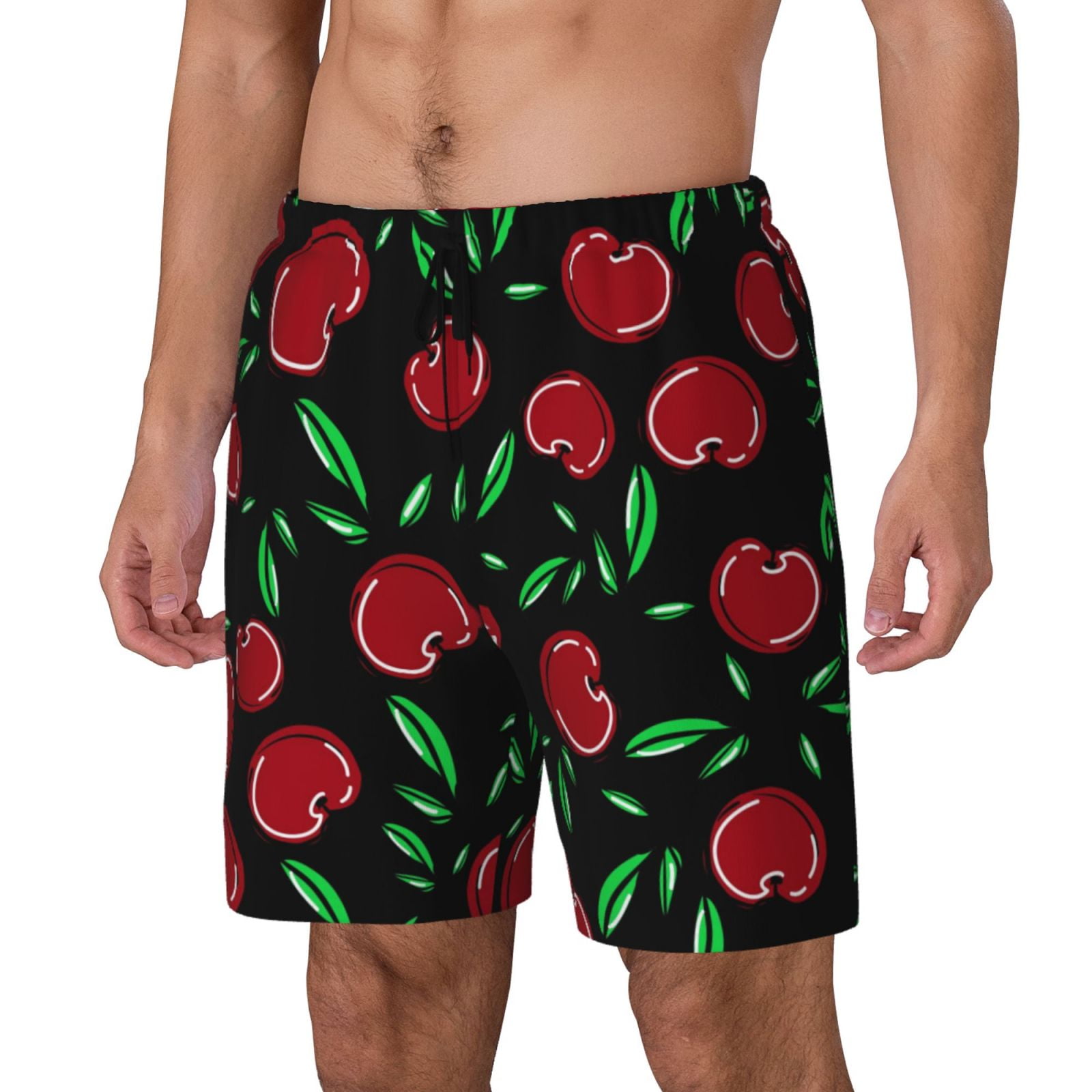 Zufioo Cherry Mens Swimsuit Trunks with Compression Liner,Quick Dry ...