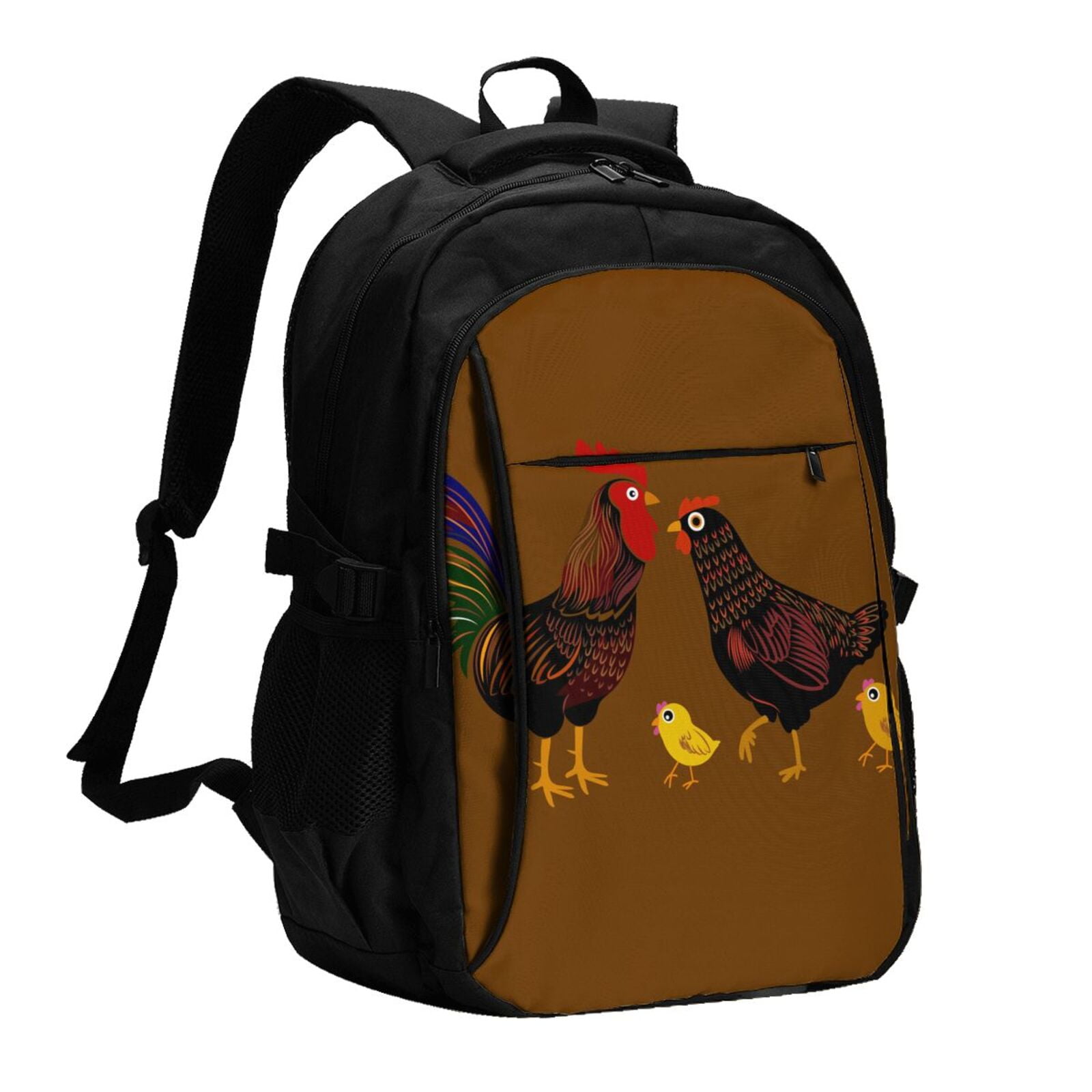 Zufioo Chicken Farm Animal Print USB Backpack, Multi-Pocket Design ...