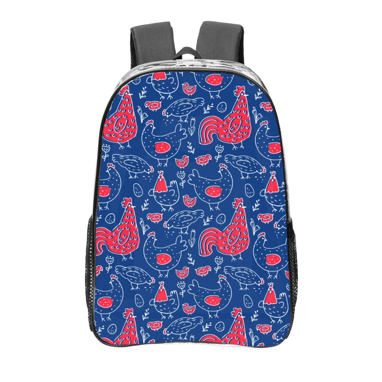 Zufioo Chicken and Rooster Print Transparent Backpack, 16-inch PVC ...