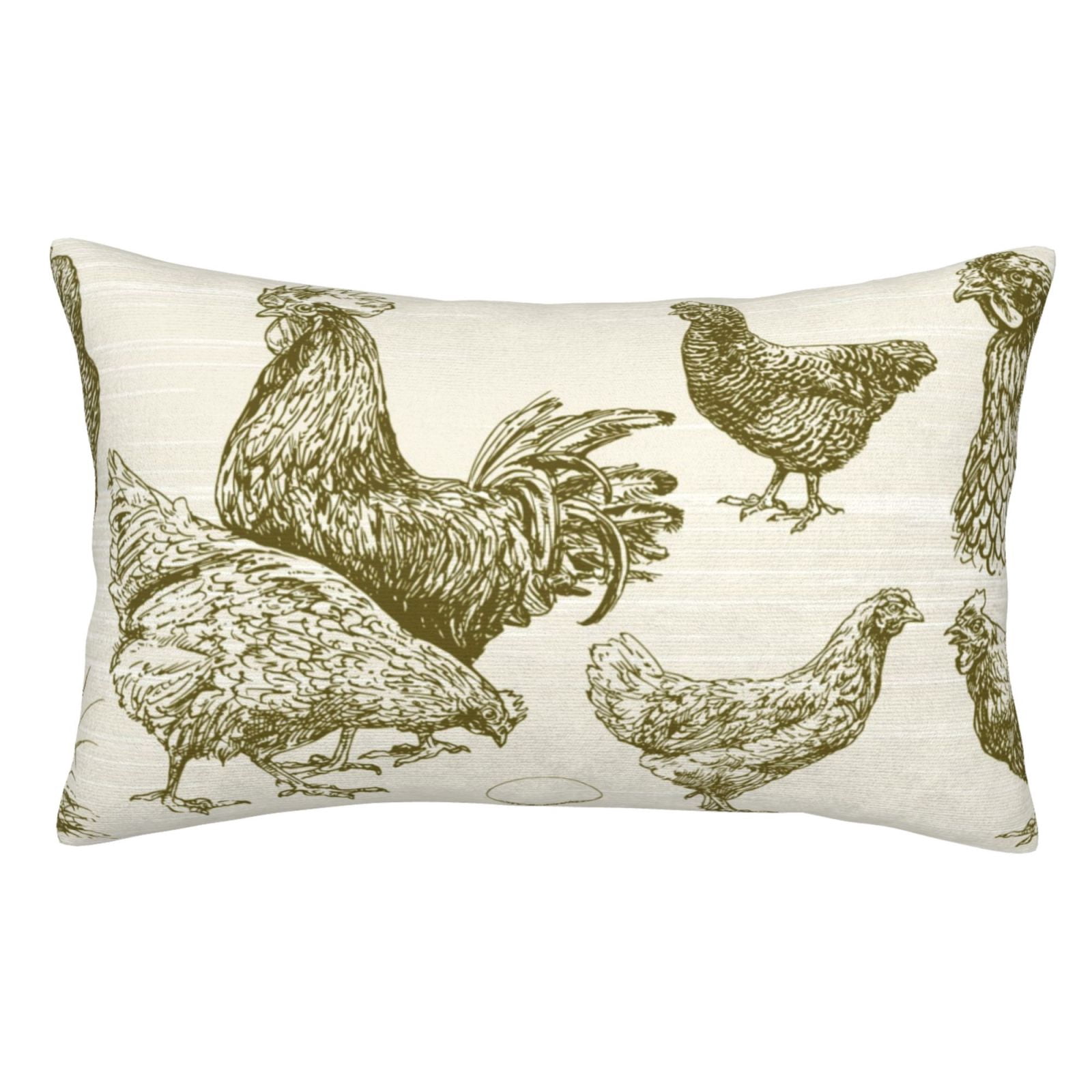Zufioo Chickens Print Double-Sided Throw Pillow Cover, Pillow Protector ...