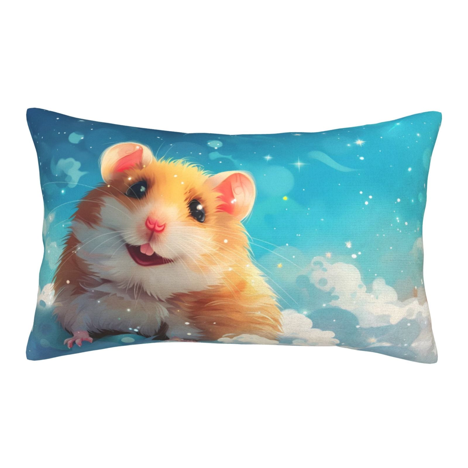 Zufioo Cloud Cute Hamster Print Double-sided Plush Pillow Cover ...